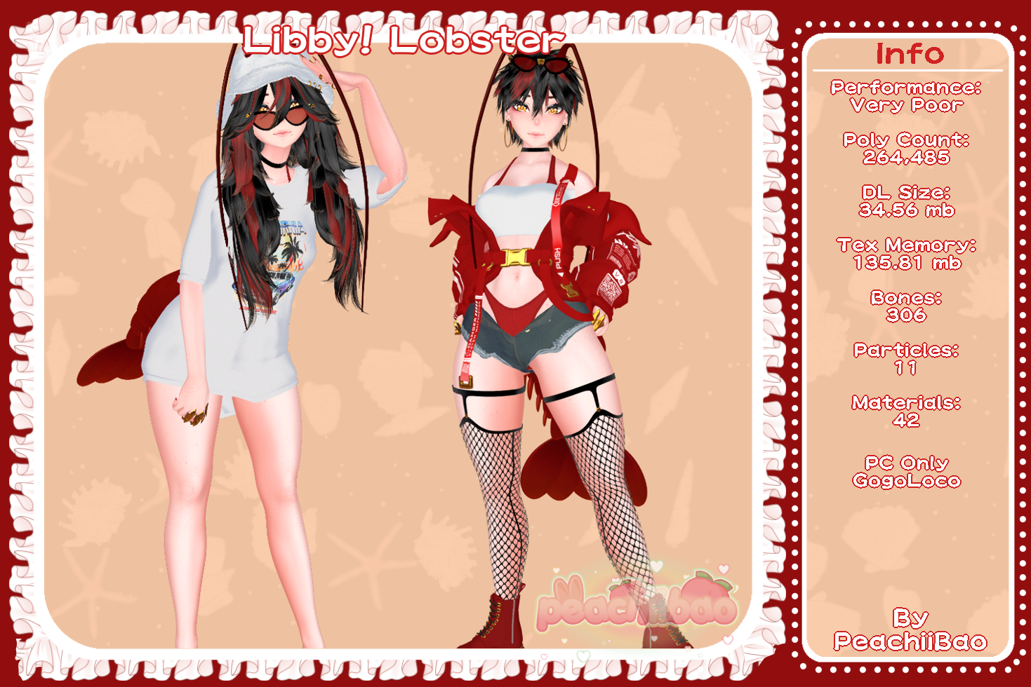 Libby Lobster (3.0 VRChat Avatar) PC Only - Payhip