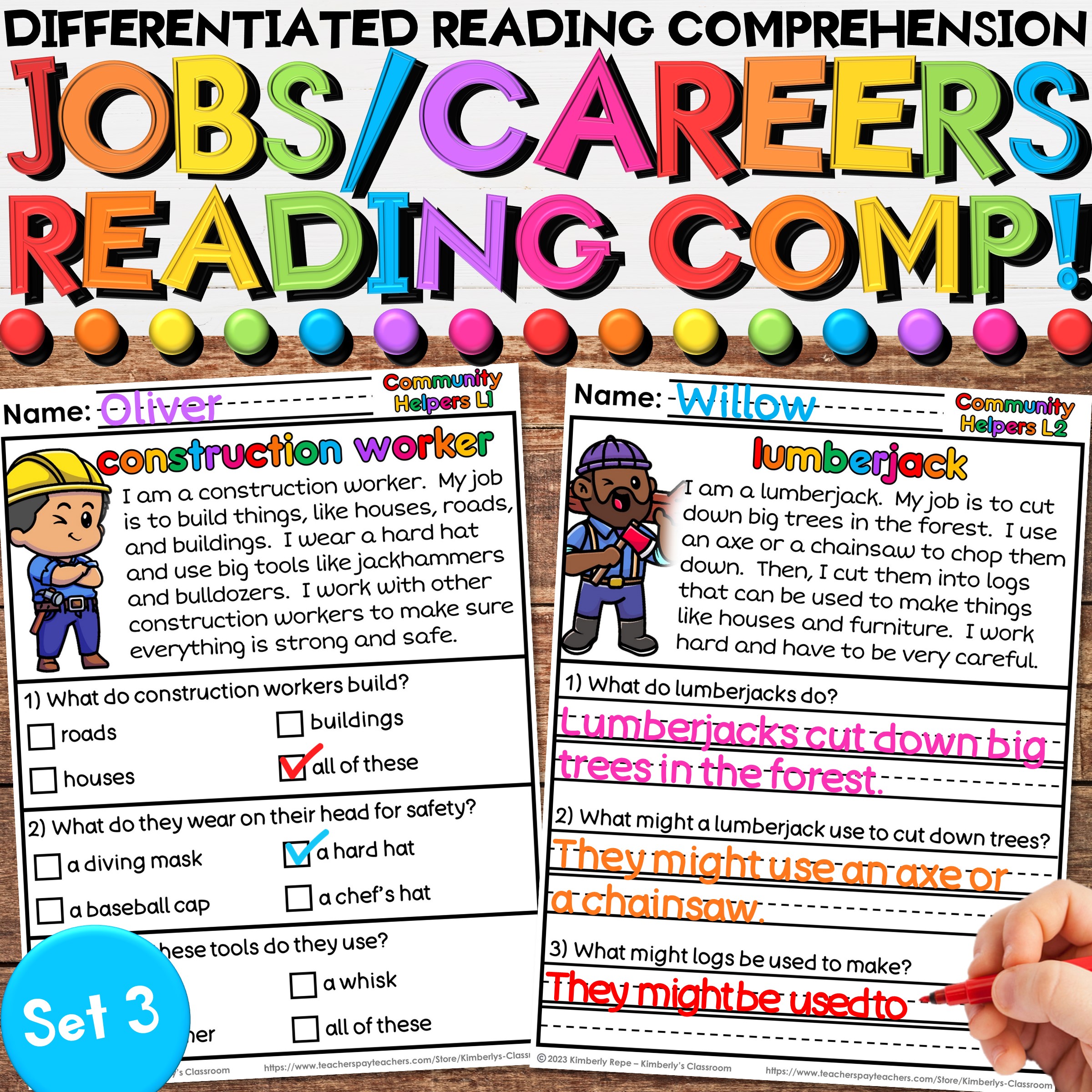 Community Helpers Reading Comprehension Passages - Set 3: for Social ...