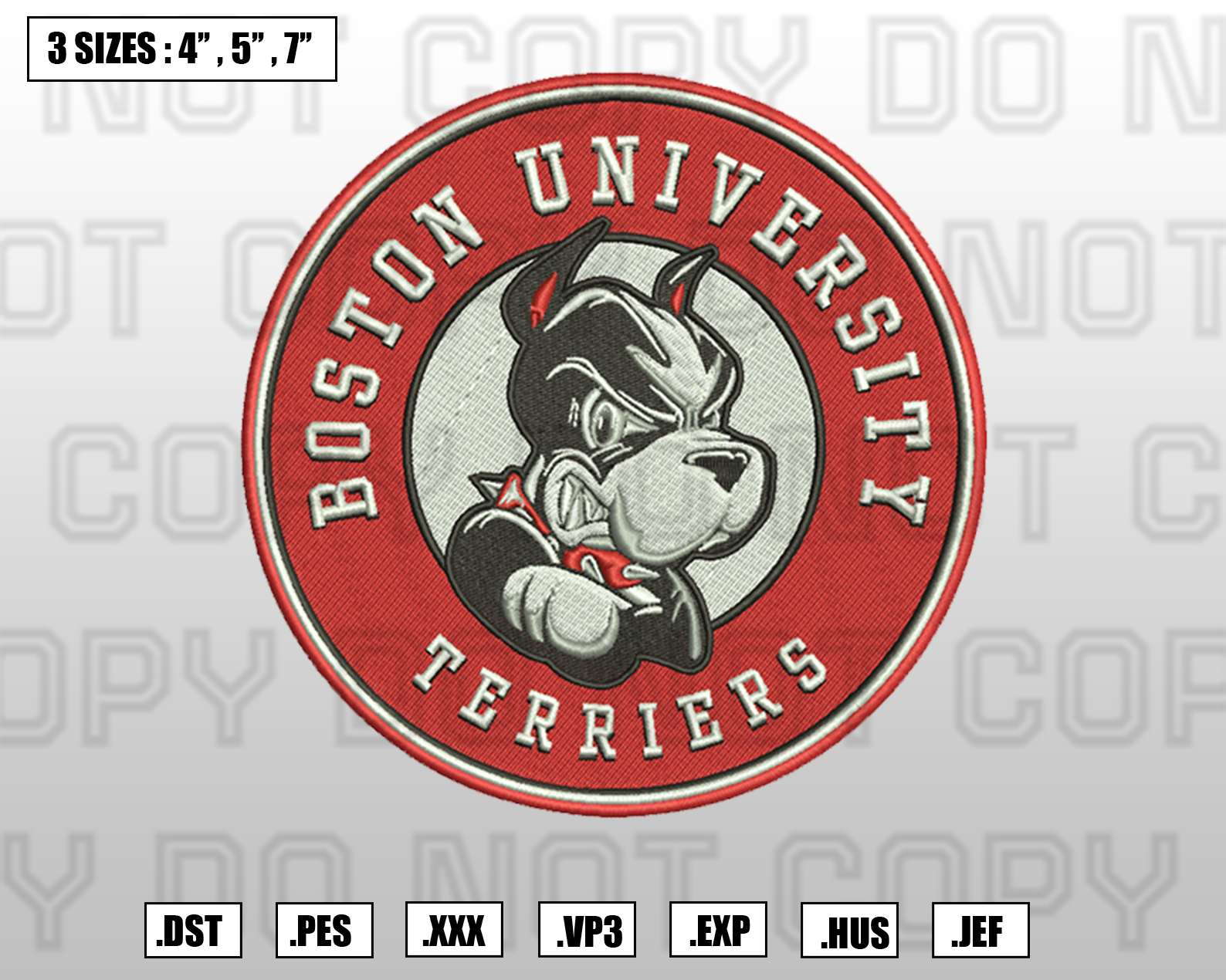 Boston University Terriers Embroidery Designs, Machine Embroidery Files ...