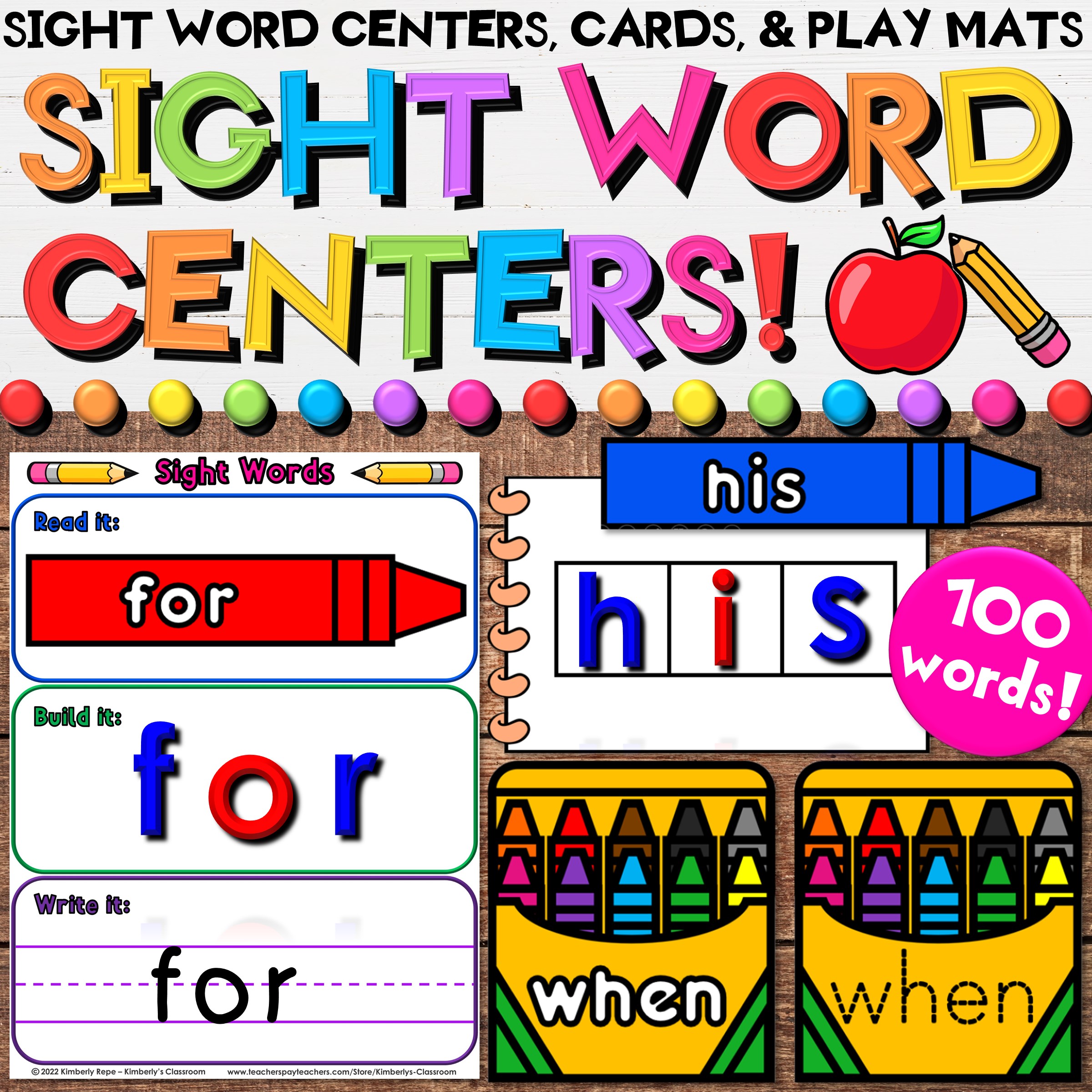 High Frequency Sight Word Centers & Play Mat Activities for Back to ...