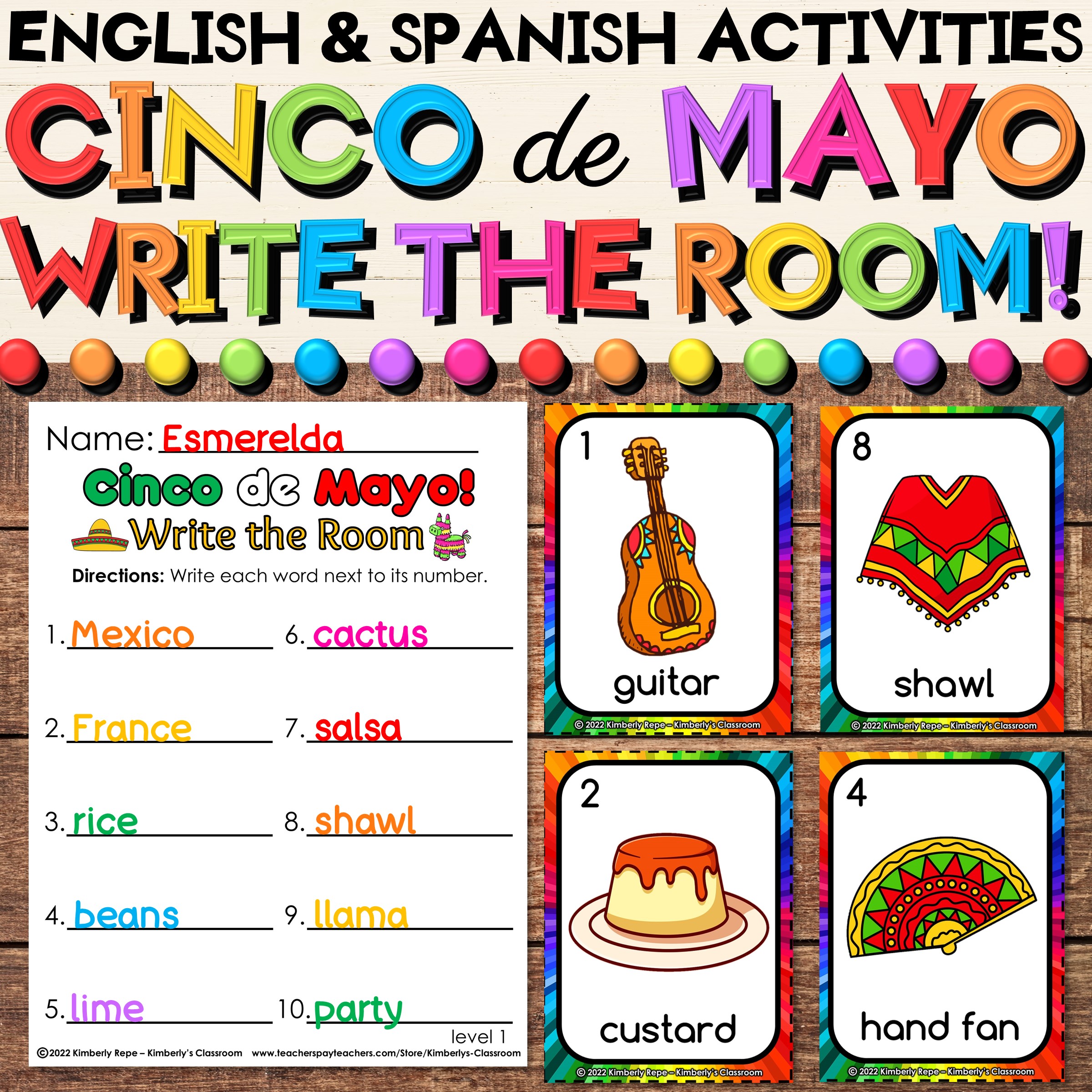 Cinco de Mayo Write the Room - Spanish & English Vocabulary & Recording ...
