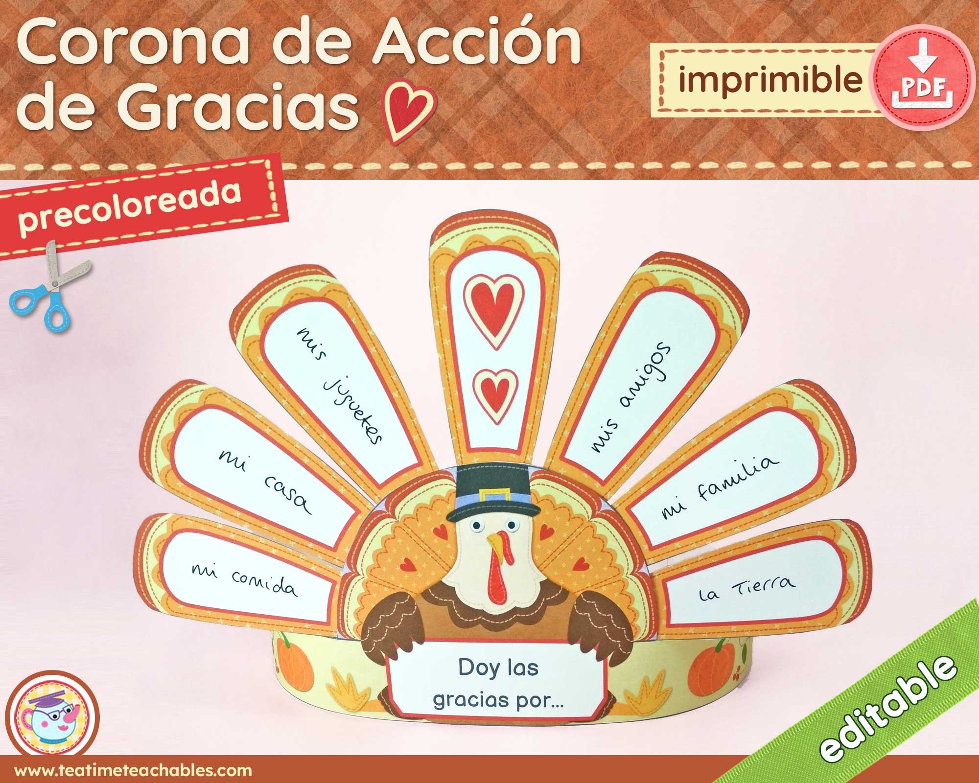 Corona con forma de pavo - PRECOLOREADA - Payhip