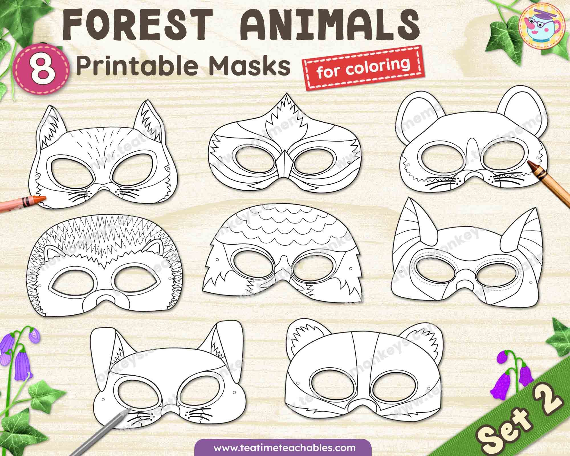 Forest Animal Masks SET 2 - FOR COLORING - Payhip