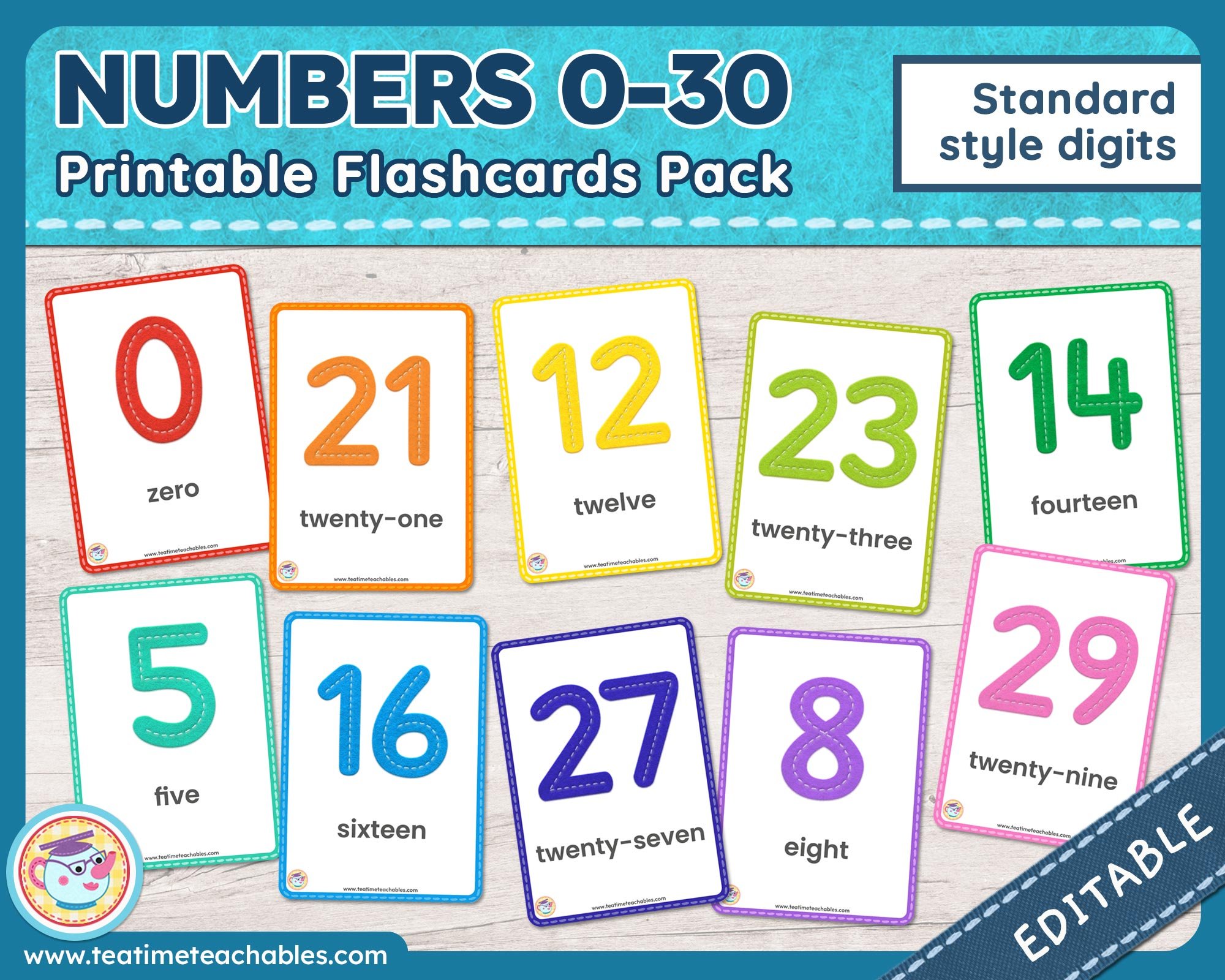 NUMBERS 0-30 FLASHCARDS: Standard style digits - Payhip