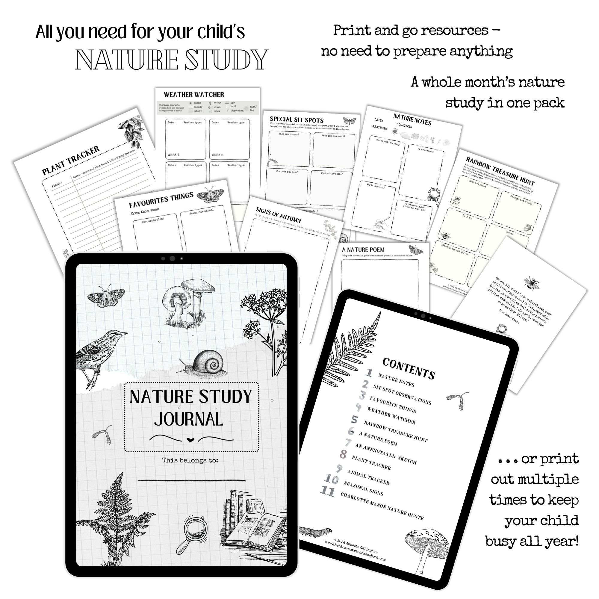 Nature Study Journal (black and white) - Payhip