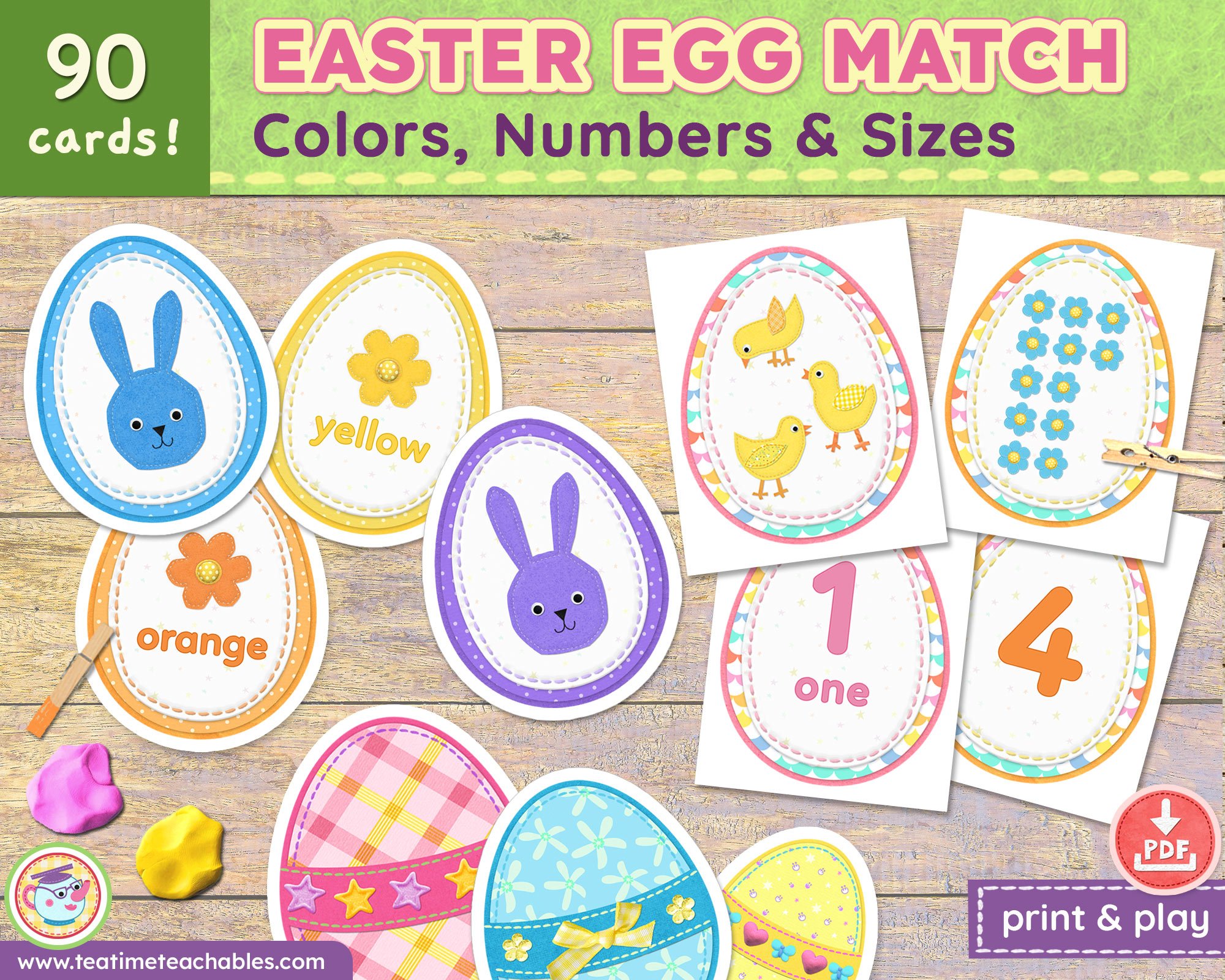 EASTER EGG MATCHING CARDS: Colors, Numbers & Sizes - Payhip