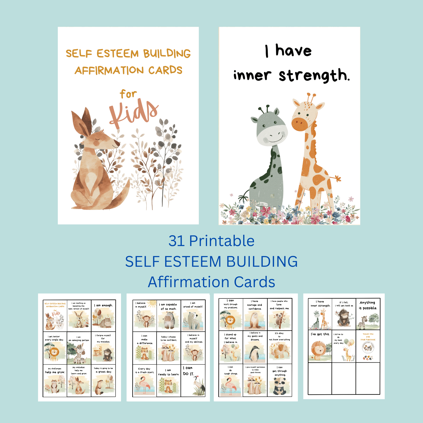 SELF ESTEEM BUILDING Printable Affirmation Cards - Payhip