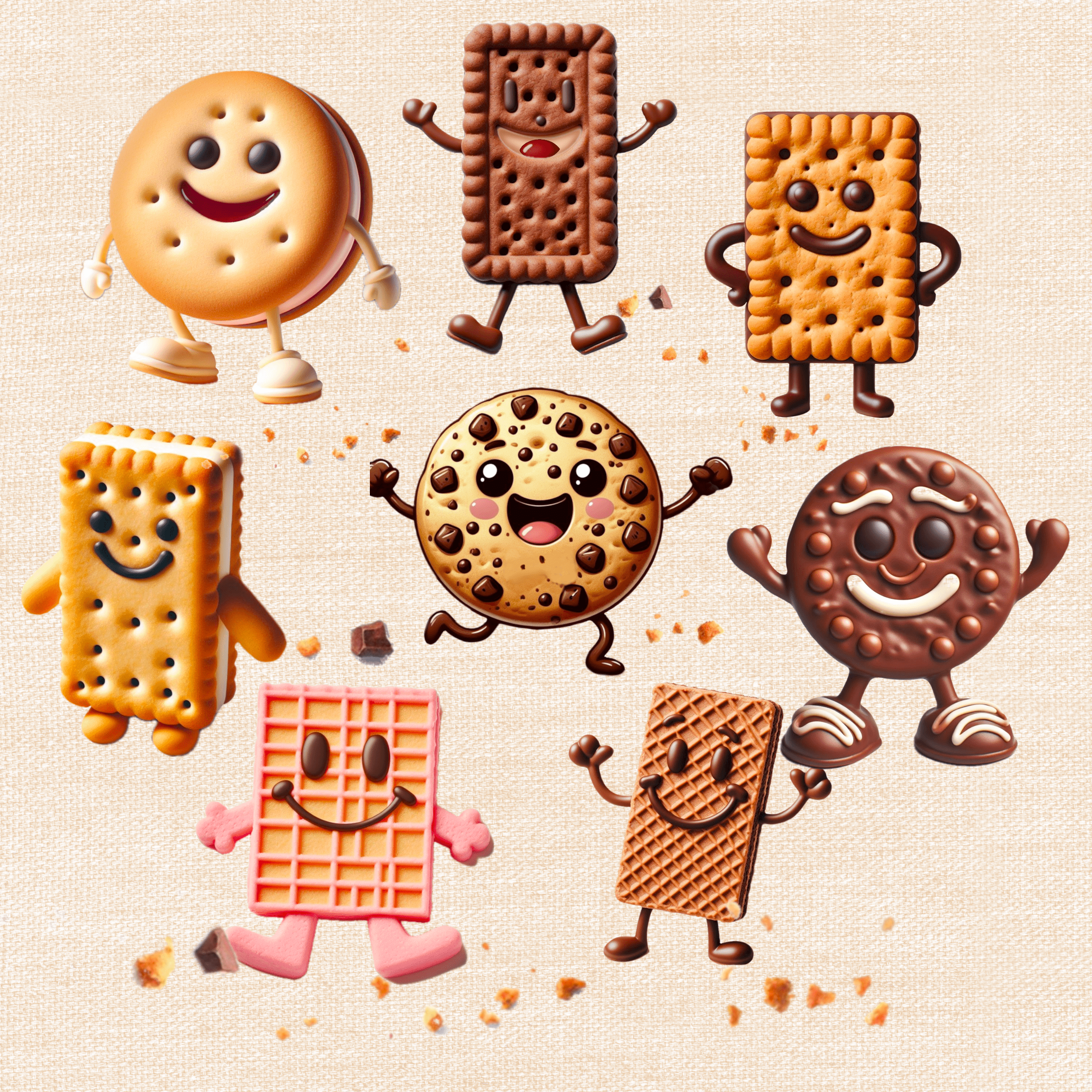 Cookie family, 8 super cute individual cookies, biscuits, plus scatter ...