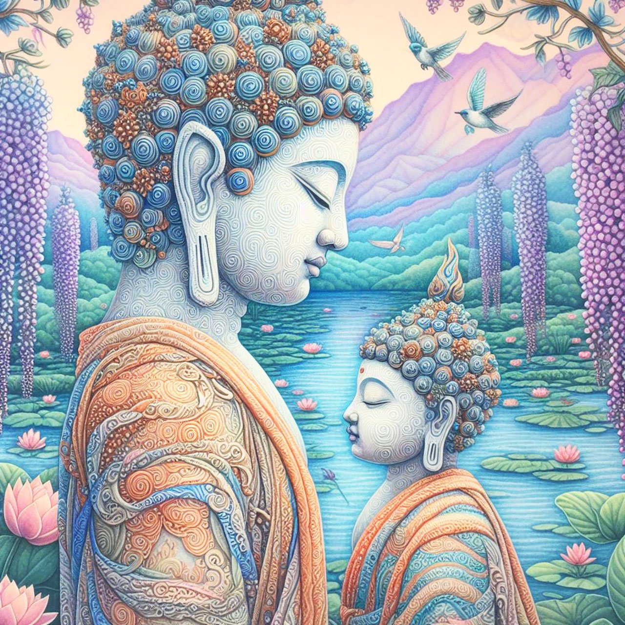 Buddha & Child by Lake Swirly 3 - Payhip
