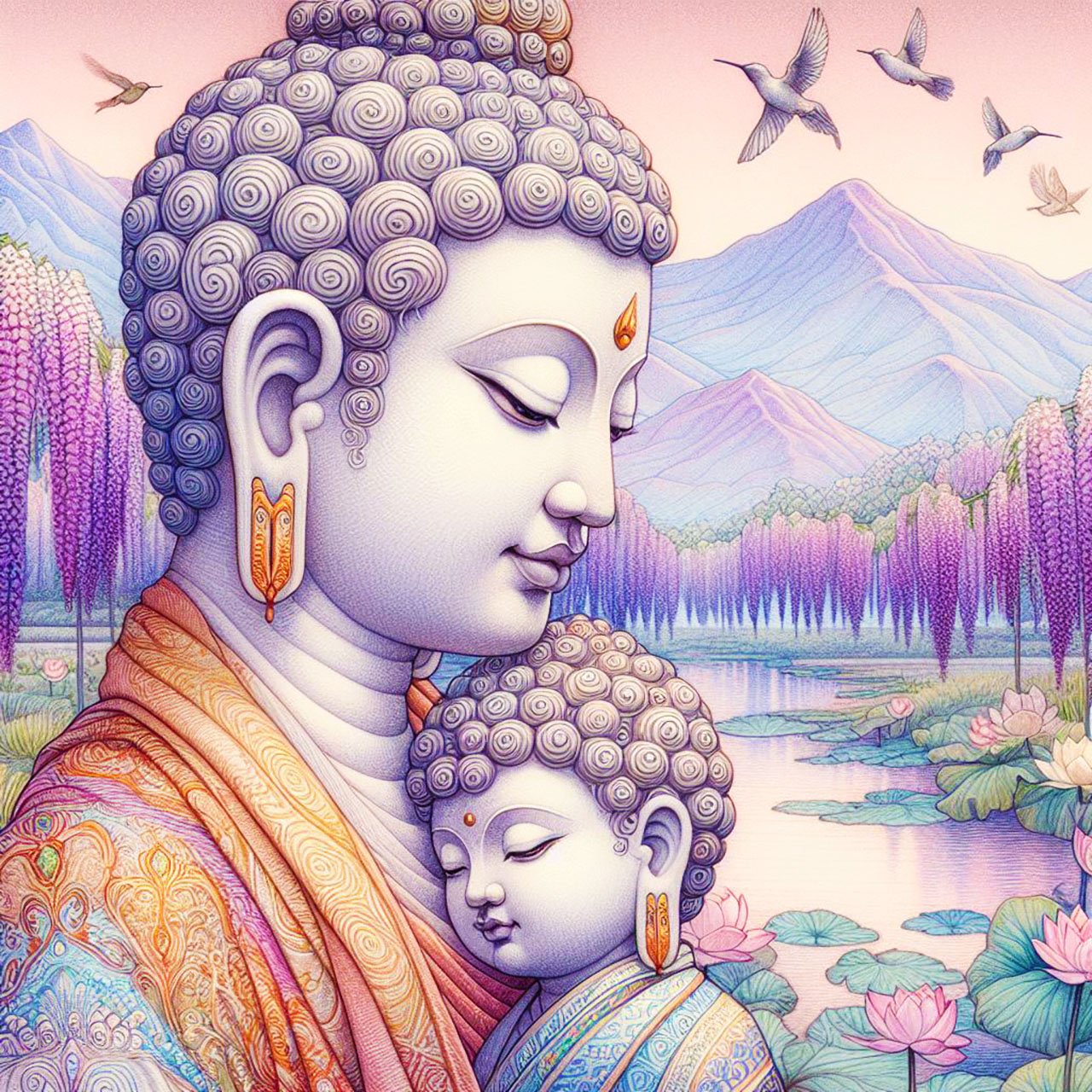 Buddha & Child by Lake Swirly 14 - Payhip