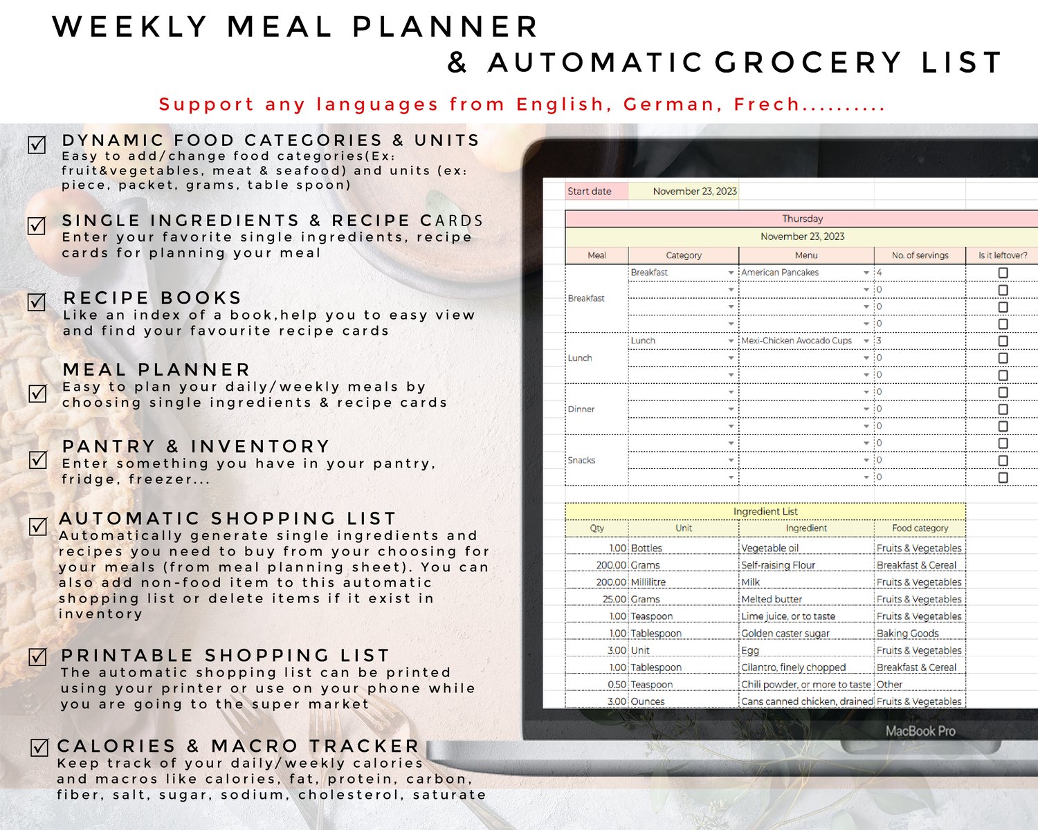 Monthly budget planner, to do list, task tracker, weekly meal planner spreadsheet template ...