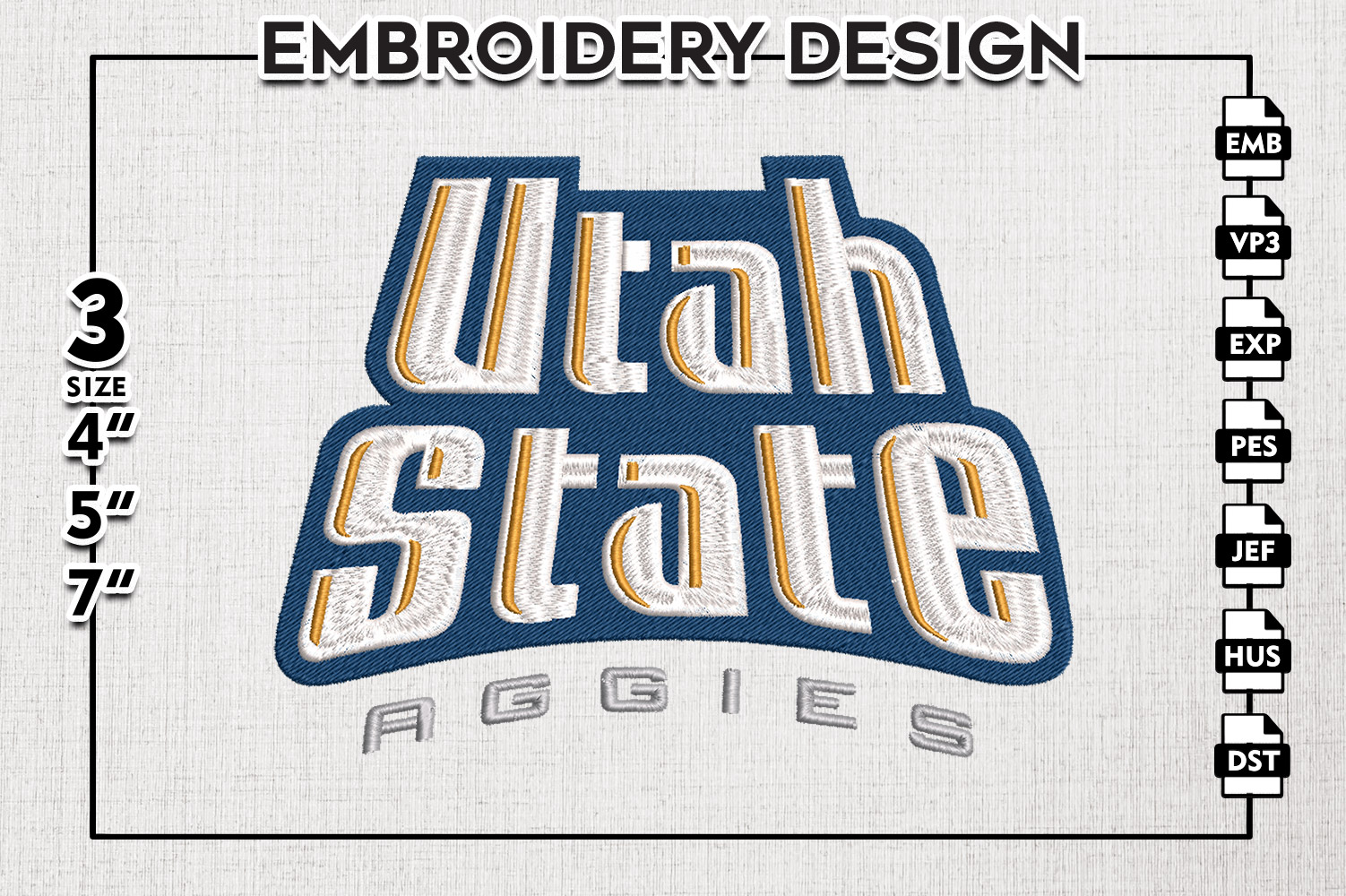 Utah State Aggies Writing Logo Embroidery Files, NCAA Utah State Team ...