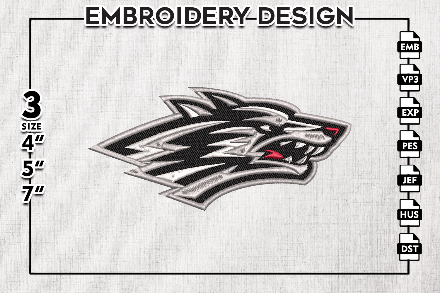 New Mexico Lobos Head Mascot Logo Embroidery Files, NCAA New Mexico ...