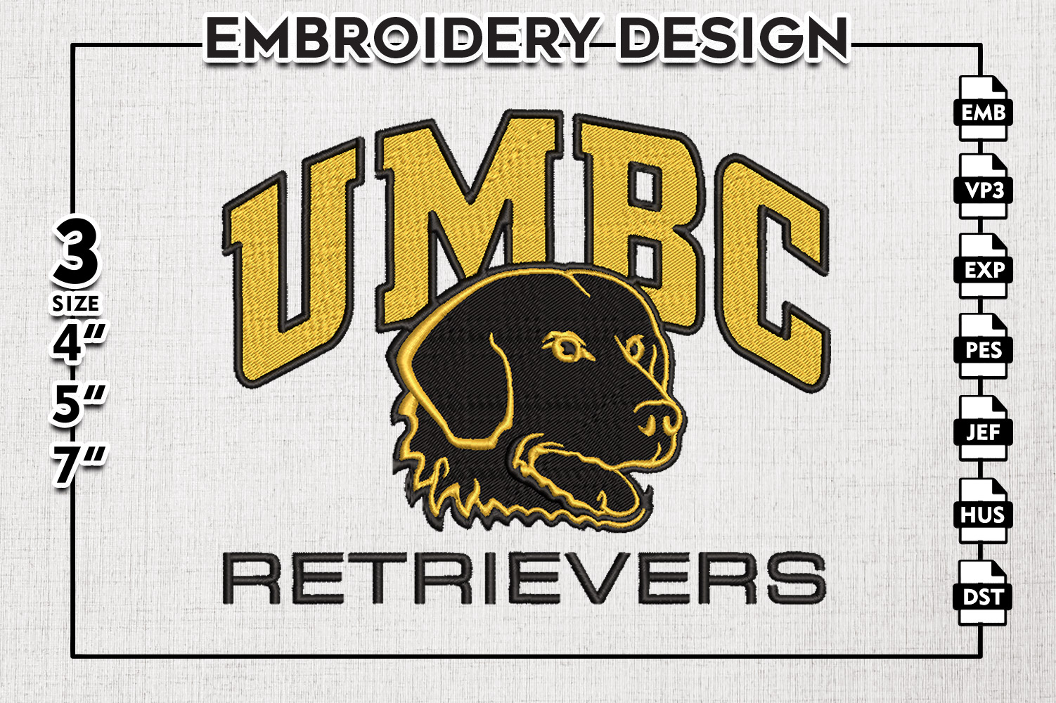 UMBC Retrievers Team Embroidery Files, NCAA UMBC Retrievers Logo ...