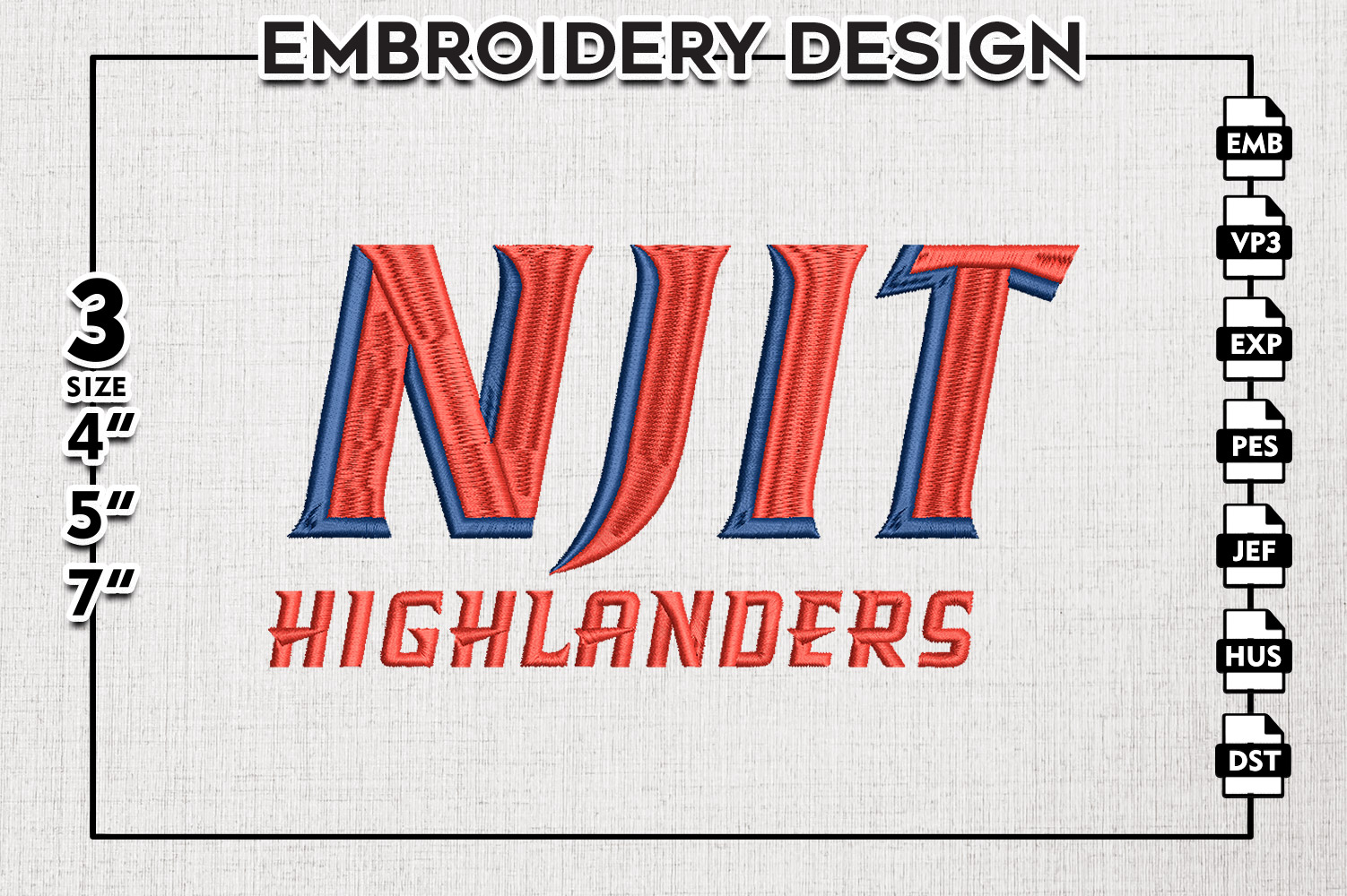 NJIT Highlanders Word Logo Embroidery Files, NCAA NJIT Highlanders Team ...