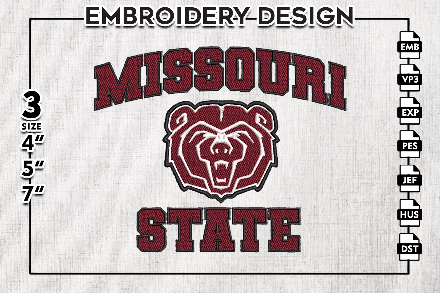 NCAA Missouri State Bears Logo Emb Files, NCAA Missouri State Bears ...