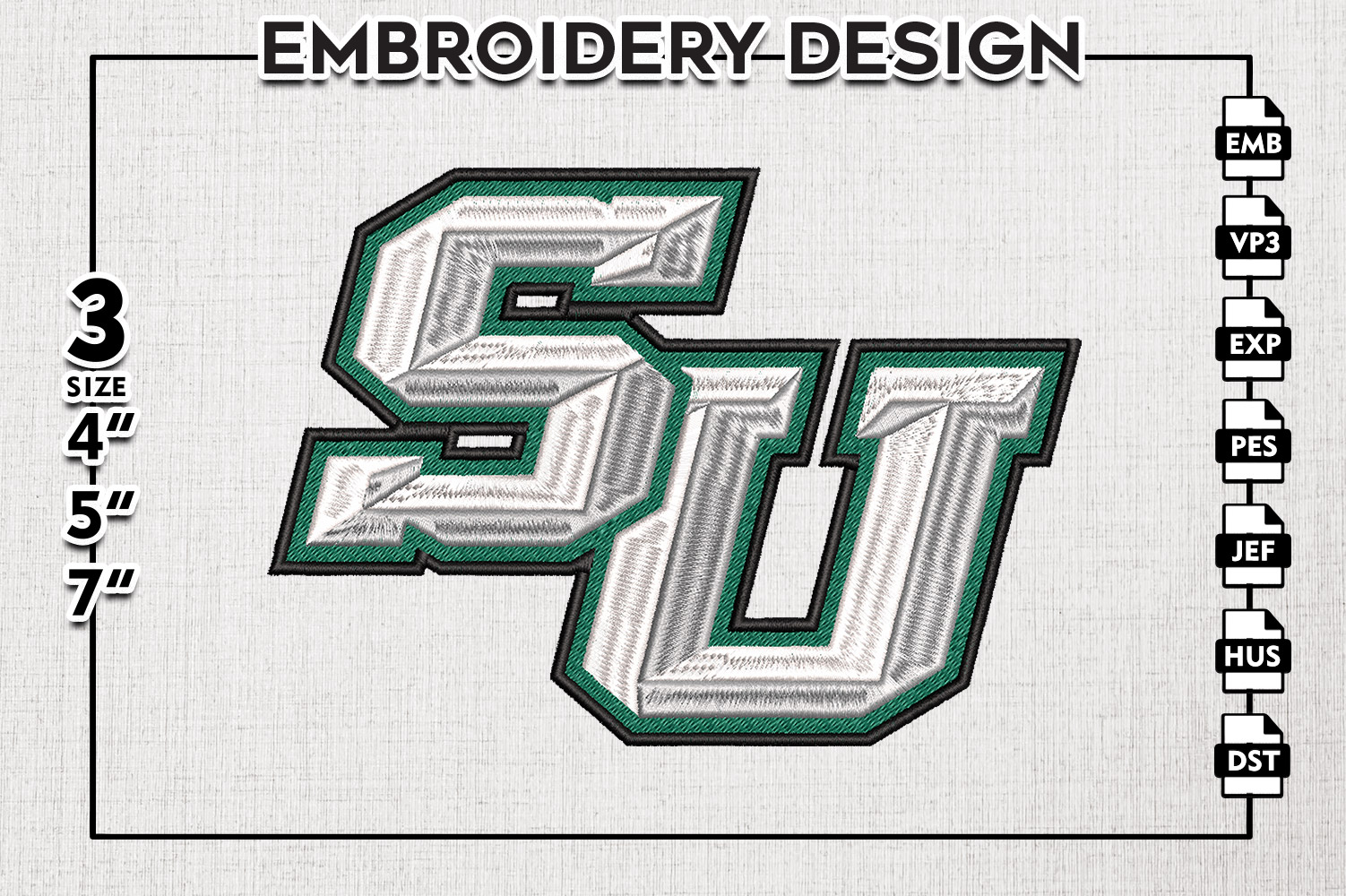NCAA SU Hatters Word Logo Embroidery Files, NCAA Stetson Hatters Team ...