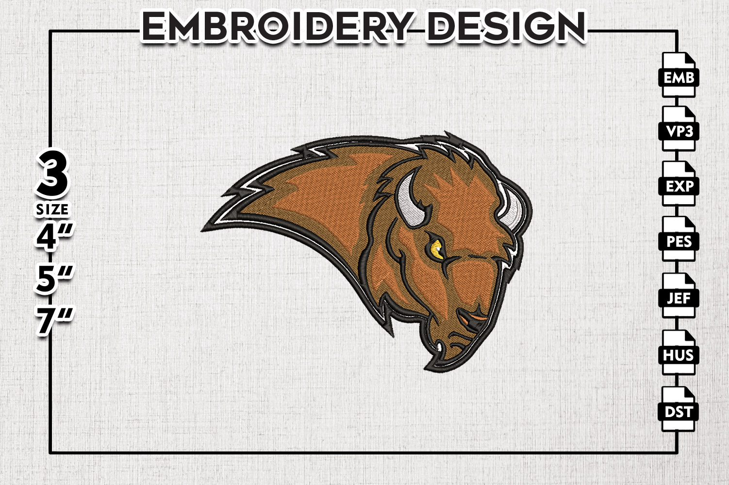 NCAA Lipscomb Bisons Head Mascot Logo Emb Files, Lipscomb Bisons NCAA ...