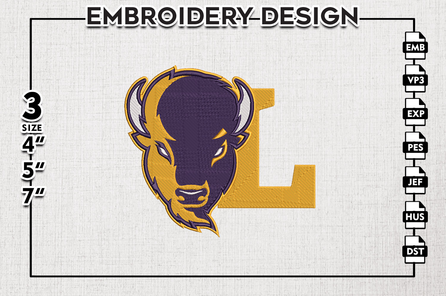 Lipscomb Bisons NCAA Mascot Logo Emb Files, Lipscomb Bisons NCAA Logo ...