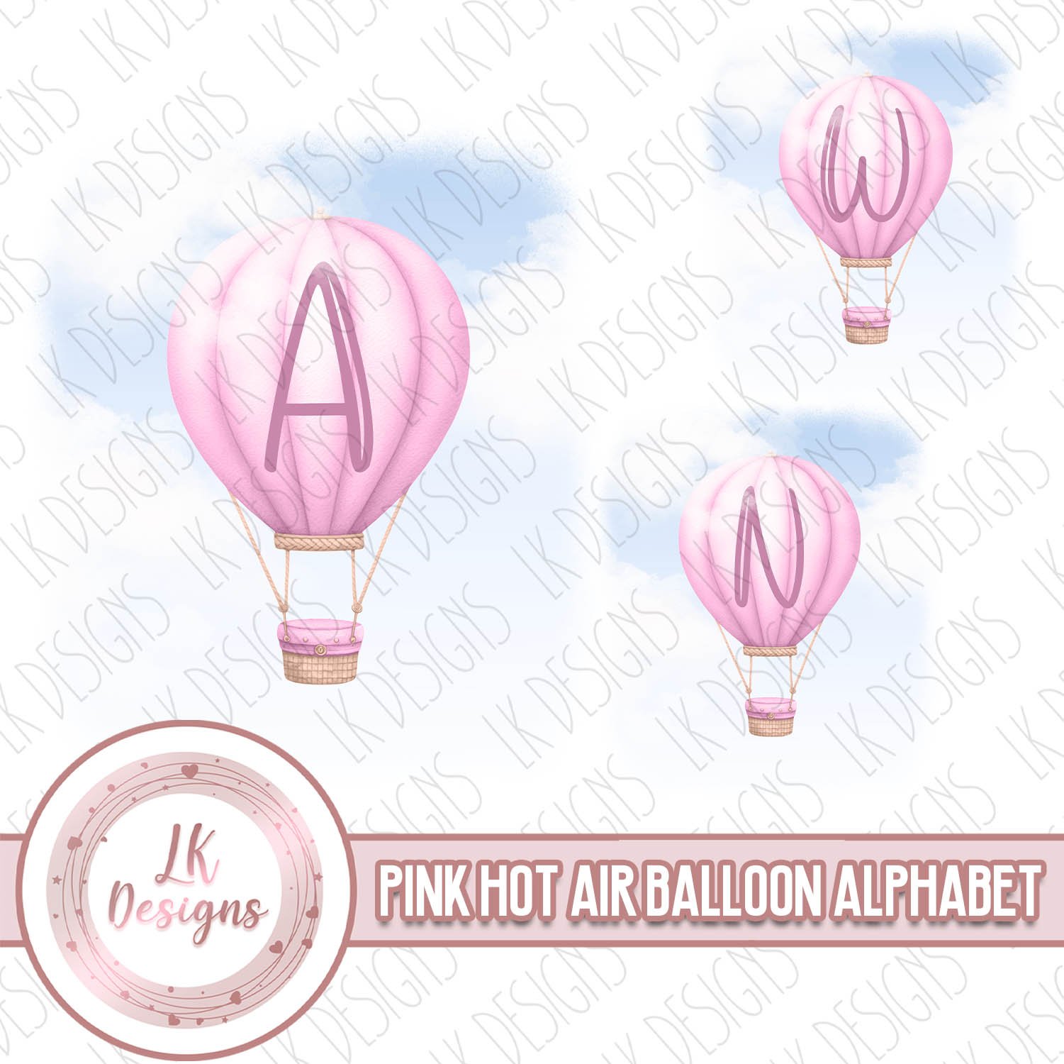 Pink hot air balloon alphabet - Payhip