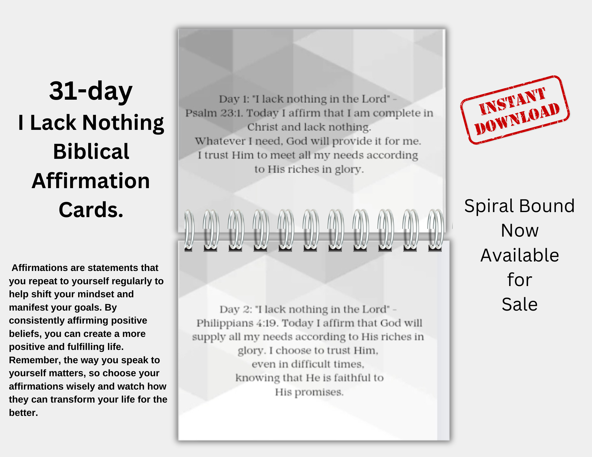 31 days of Bible Verses Affirming Cards I Lack Nothing Style 2 - Payhip