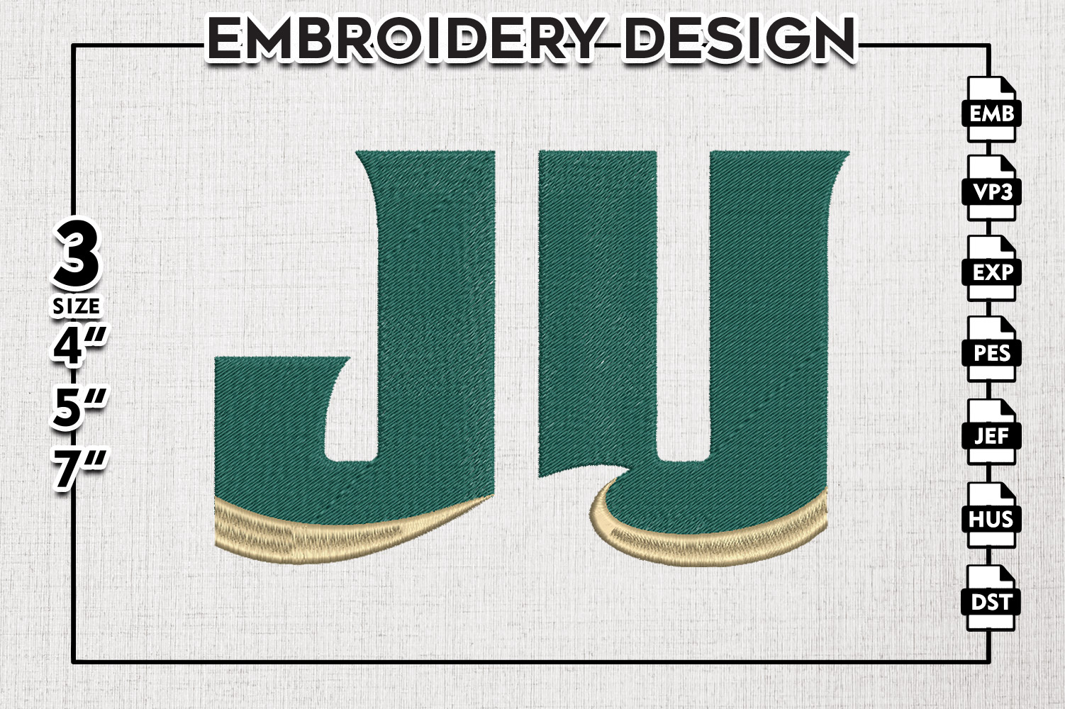 Jacksonville Dolphins JU Word Logo Embroidery Files, NCAA Jacksonville ...