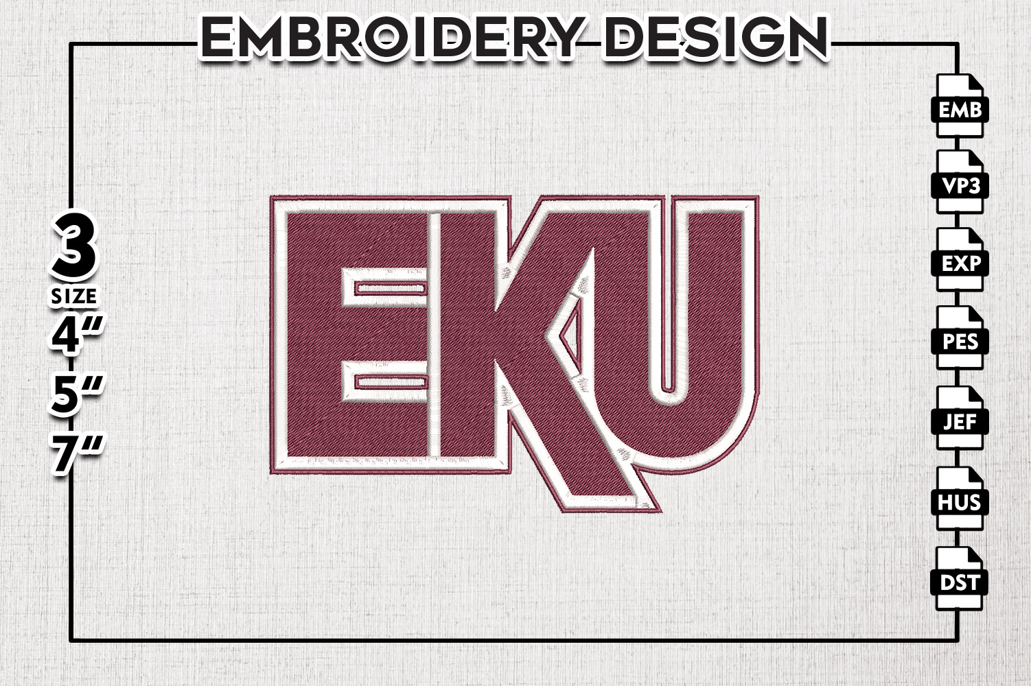 NCAA Eastern Kentucky Colonels EKU Logo Embroidery Files, NCAA Eastern ...