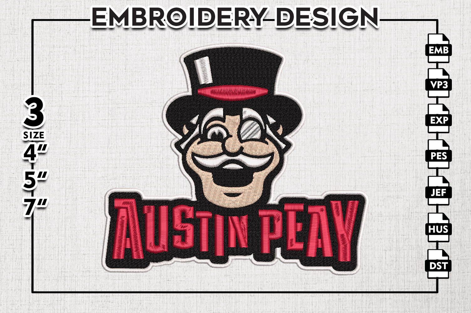 Austin Peay Governors Team Logo Emb Files, NCAA Austin Peay Team ...