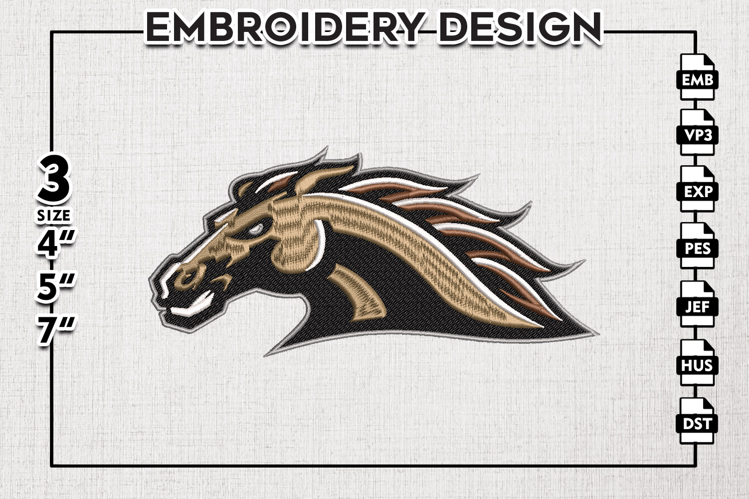 NCAA Western Michigan Broncos Head Mascot Logo Emb Files, NCAA Western ...