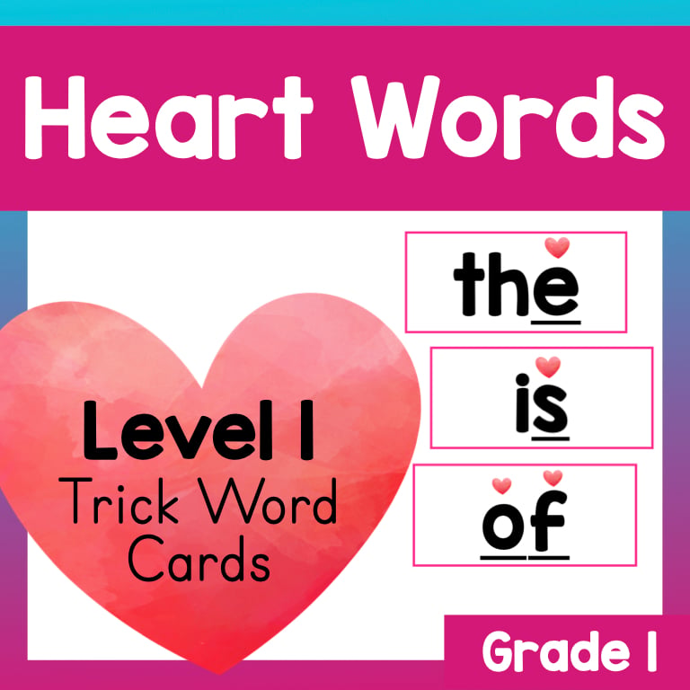 Heart Word Cards - Level 1 - First Grade Trick Words
