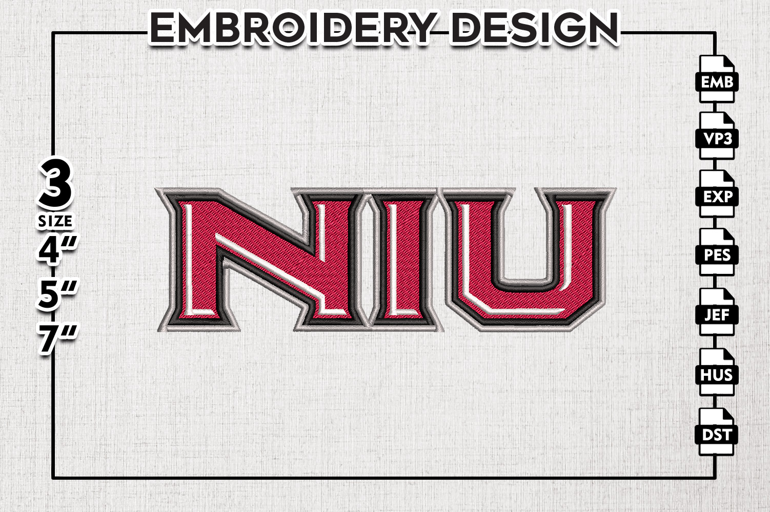 Northern Illinois Huskies NIU Writing Logo Emb Files, NCAA Northern ...