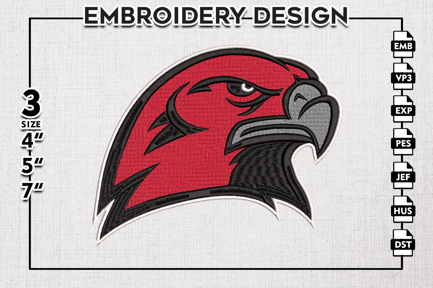 Miami RedHawks Head Mascot Logo Emb Files, NCAA Miami RedHawks Team ...