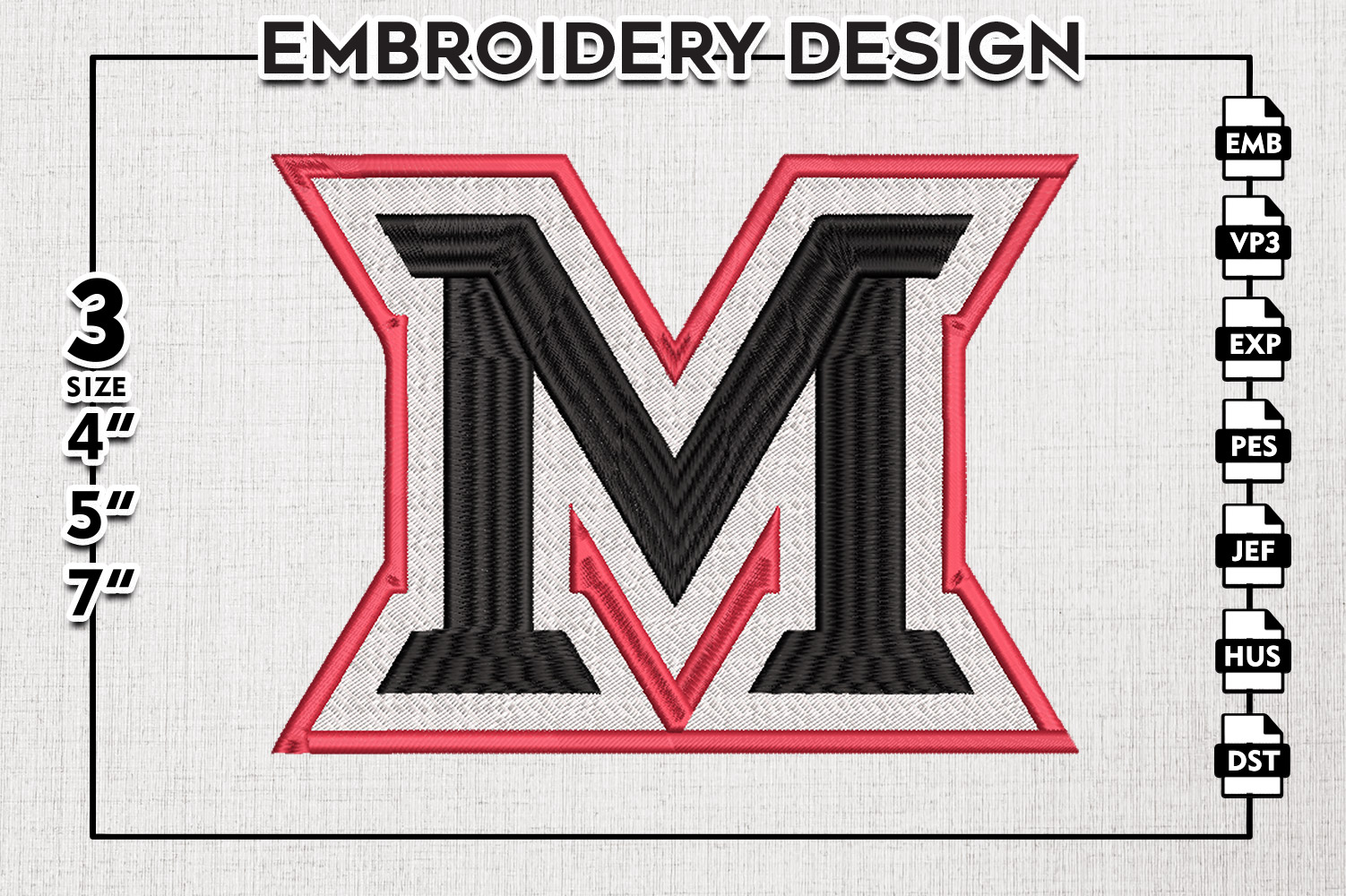 Miami RedHawks Word Short Logo Emb Files, NCAA Miami RedHawks Team ...