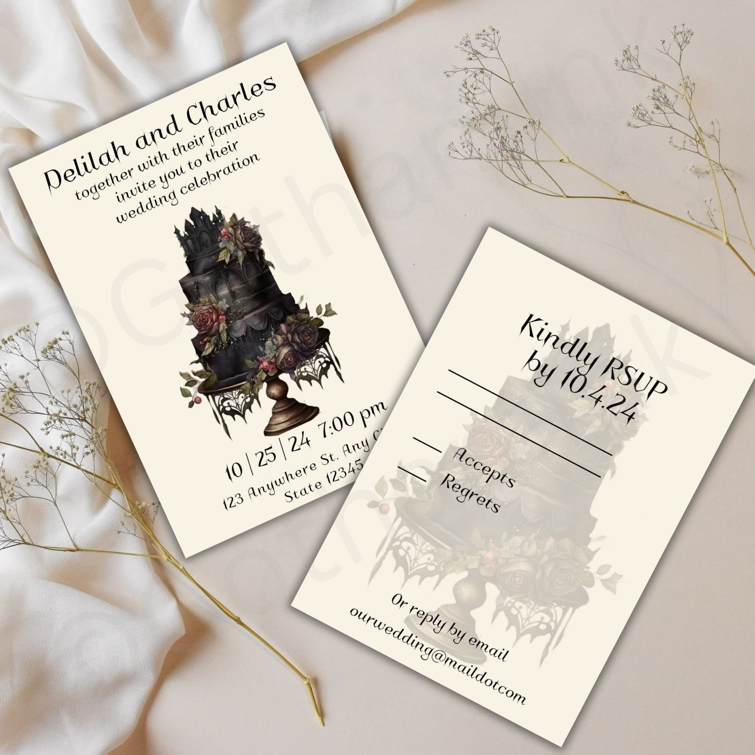 Gotham ink personalized invitations & cards - PRINTABLE INVITATION SETS