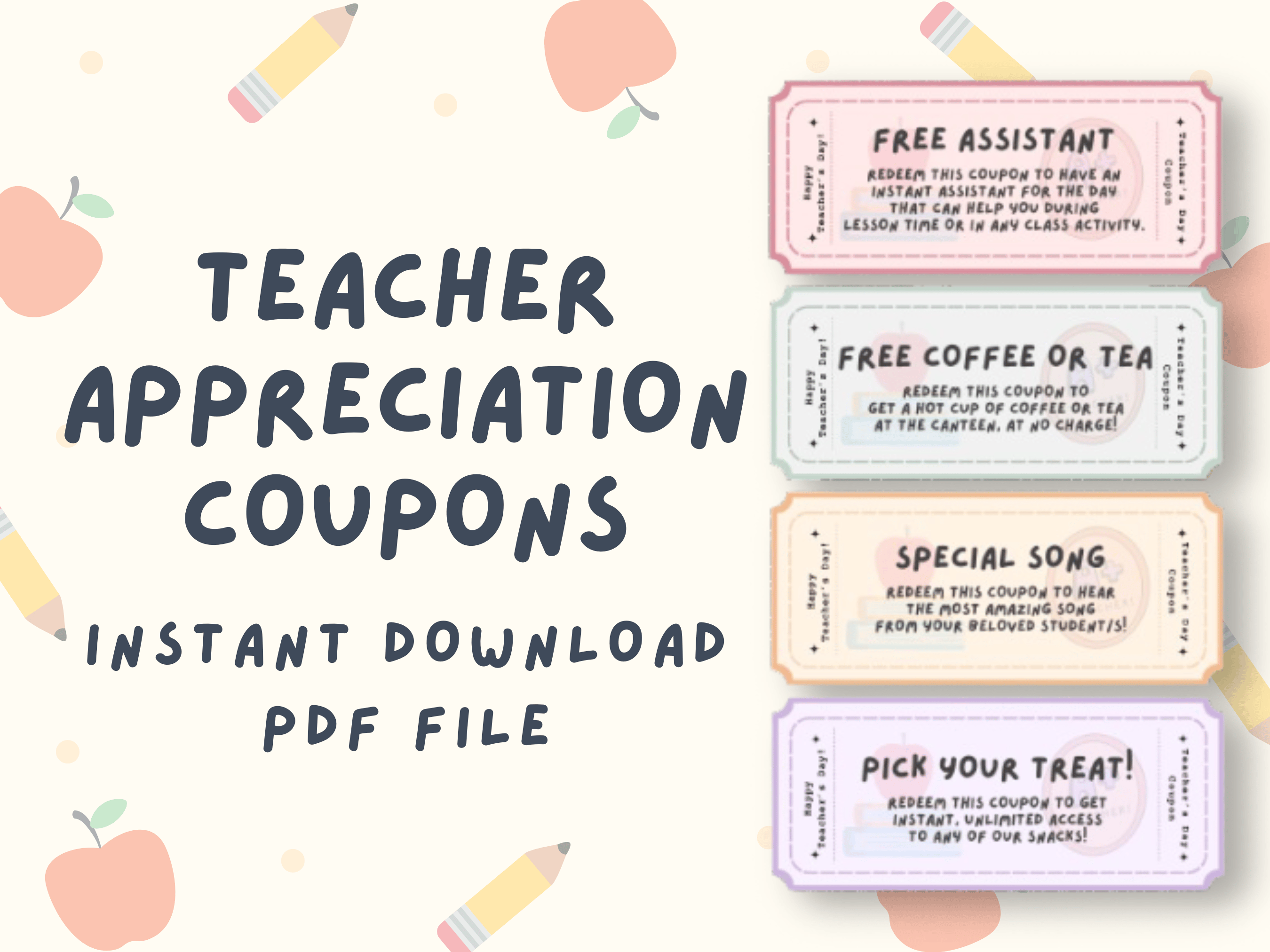 Teachers Appreciation Coupon (PDF Printable) - Payhip