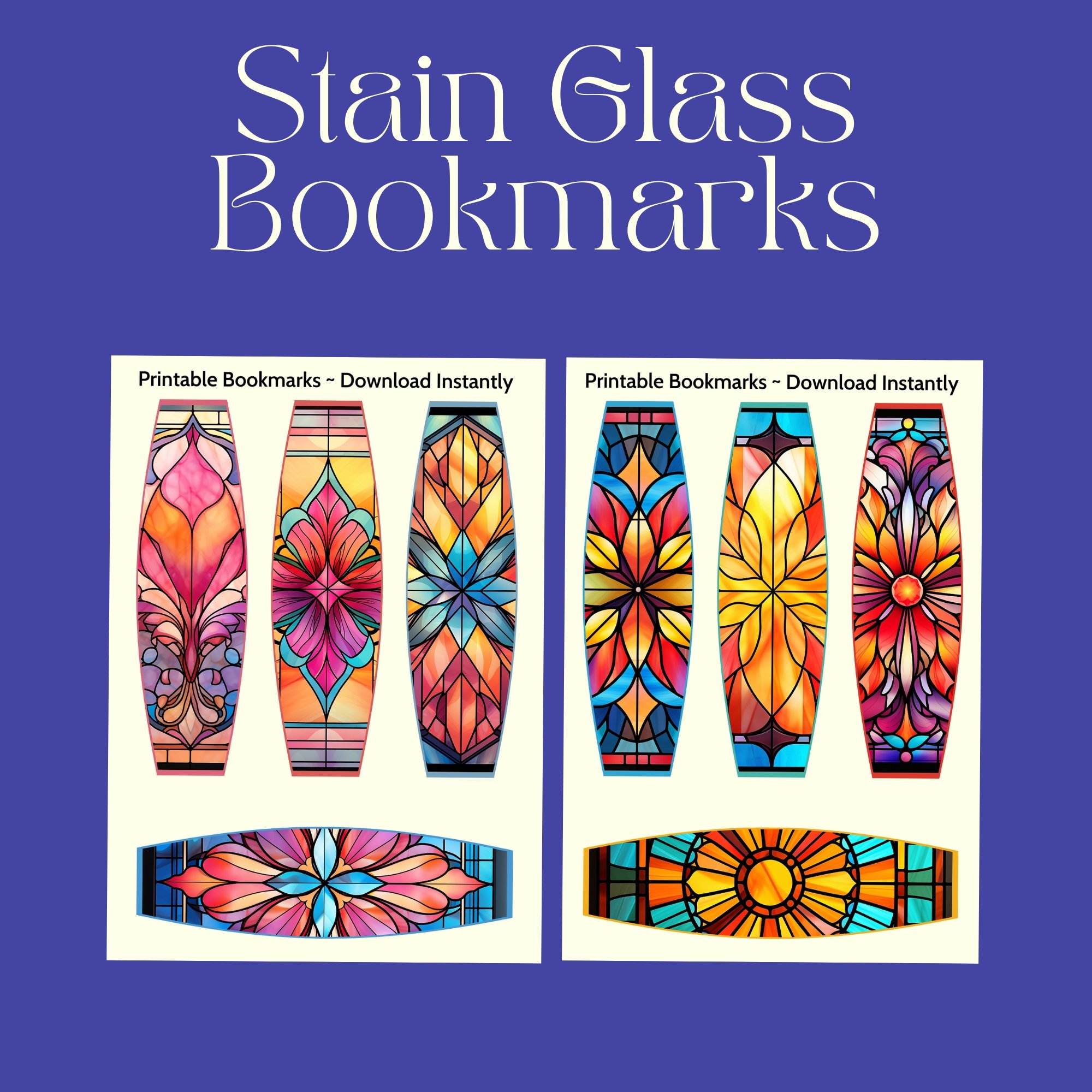 Stain Glass Bookmarks | Printable Bookmarks | Gift For Readers - Payhip