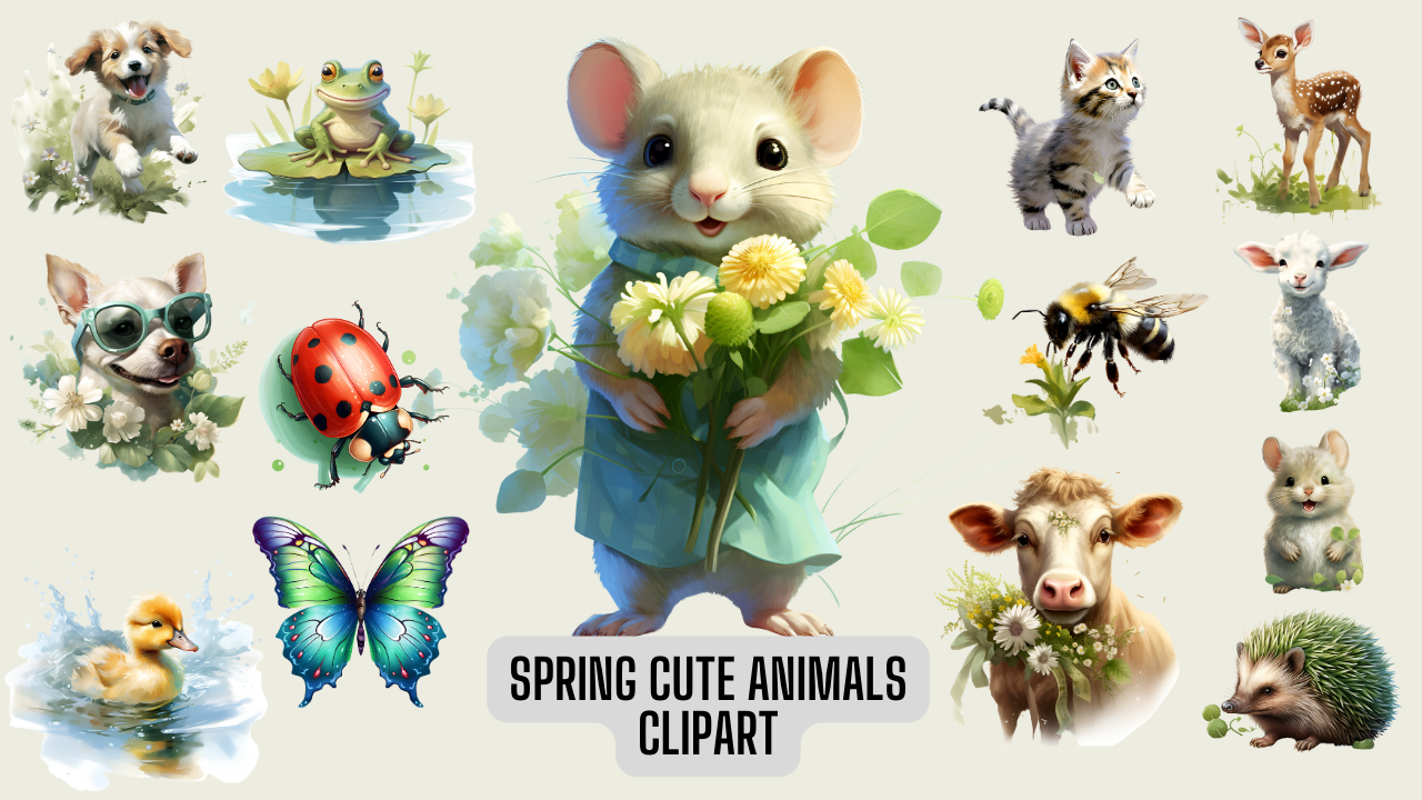 Spring Cute Animals Clipart Bundle - Payhip