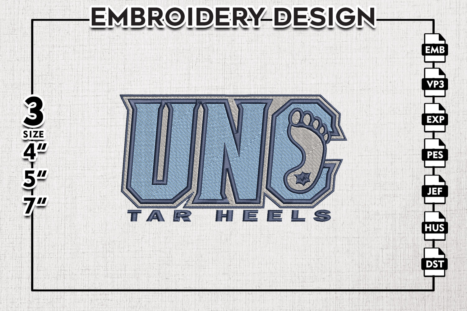 NCAA UNC Team Word Logo Emb Files, NCAA North Carolina Tar Heels Team ...