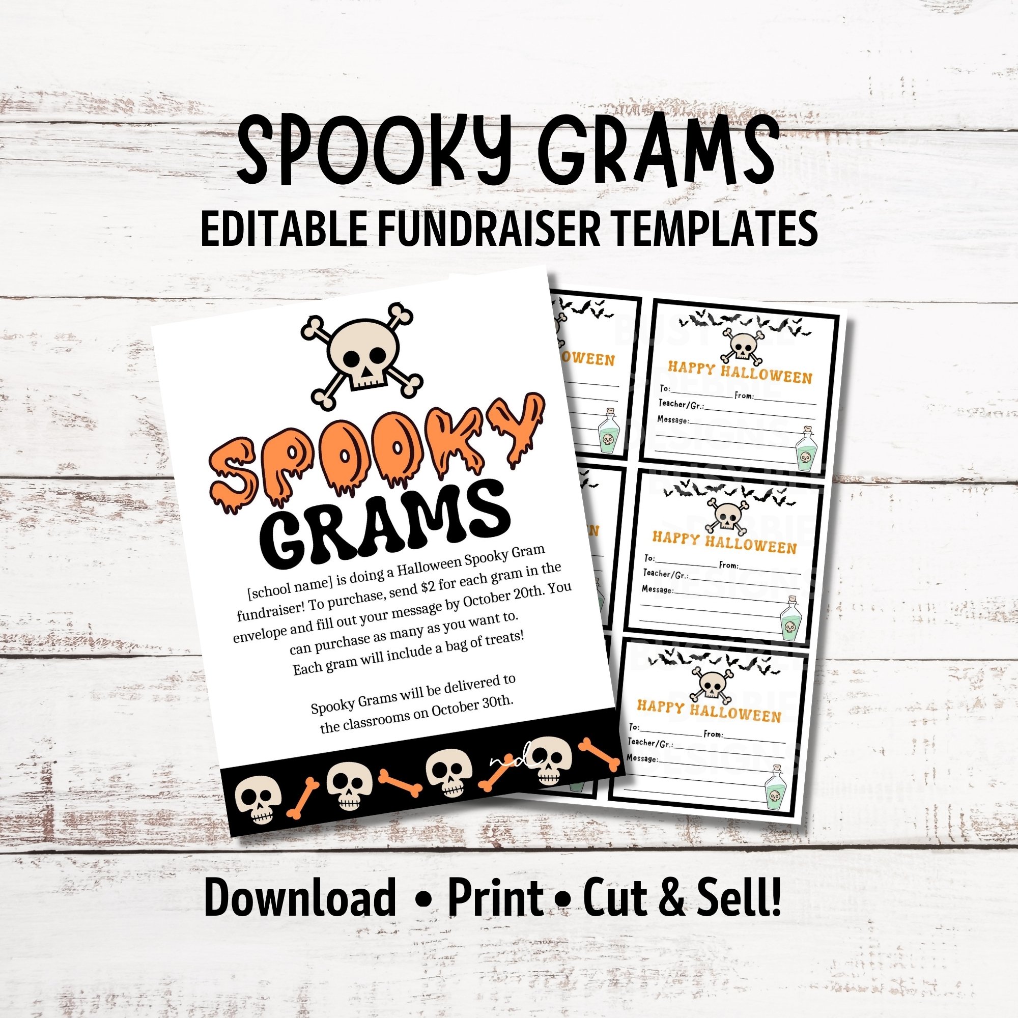 Editable Halloween Candy Gram Flyer | Spooky Skeleton Grams for School ...