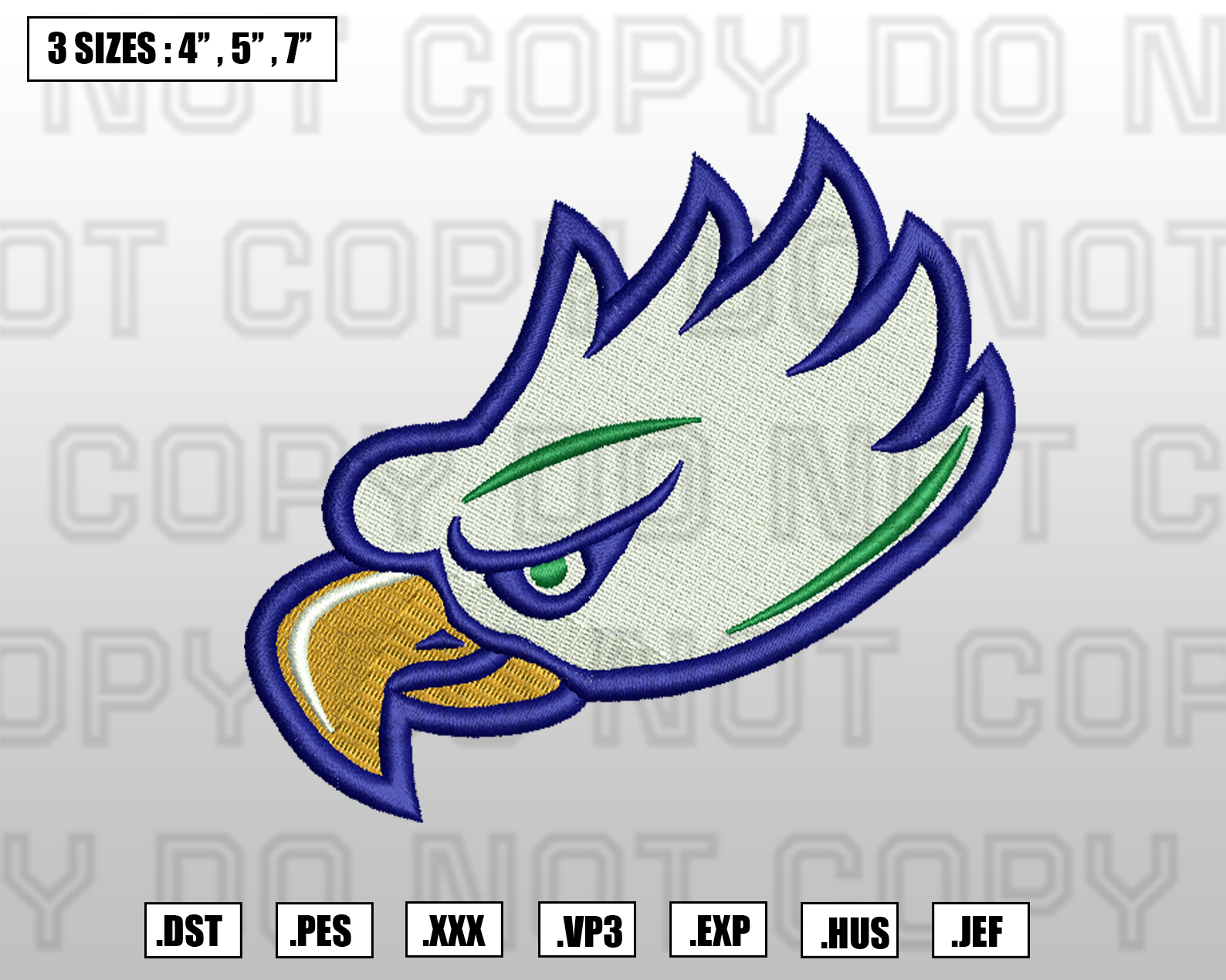 Florida Gulf Coast Eagles Logo Embroidery Designs, Machine Embroidery ...