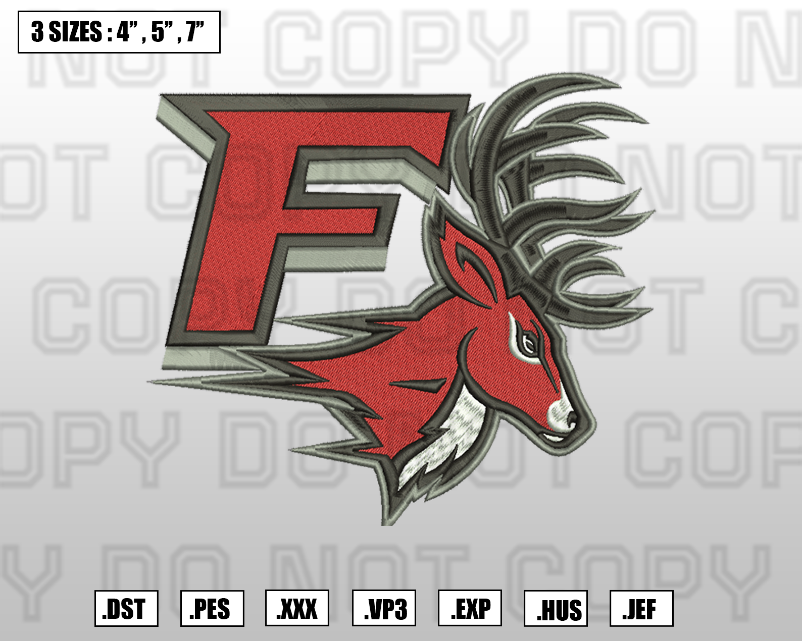 Fairfield Stags Logo Embroidery Designs, Machine Embroidery Files, Men ...