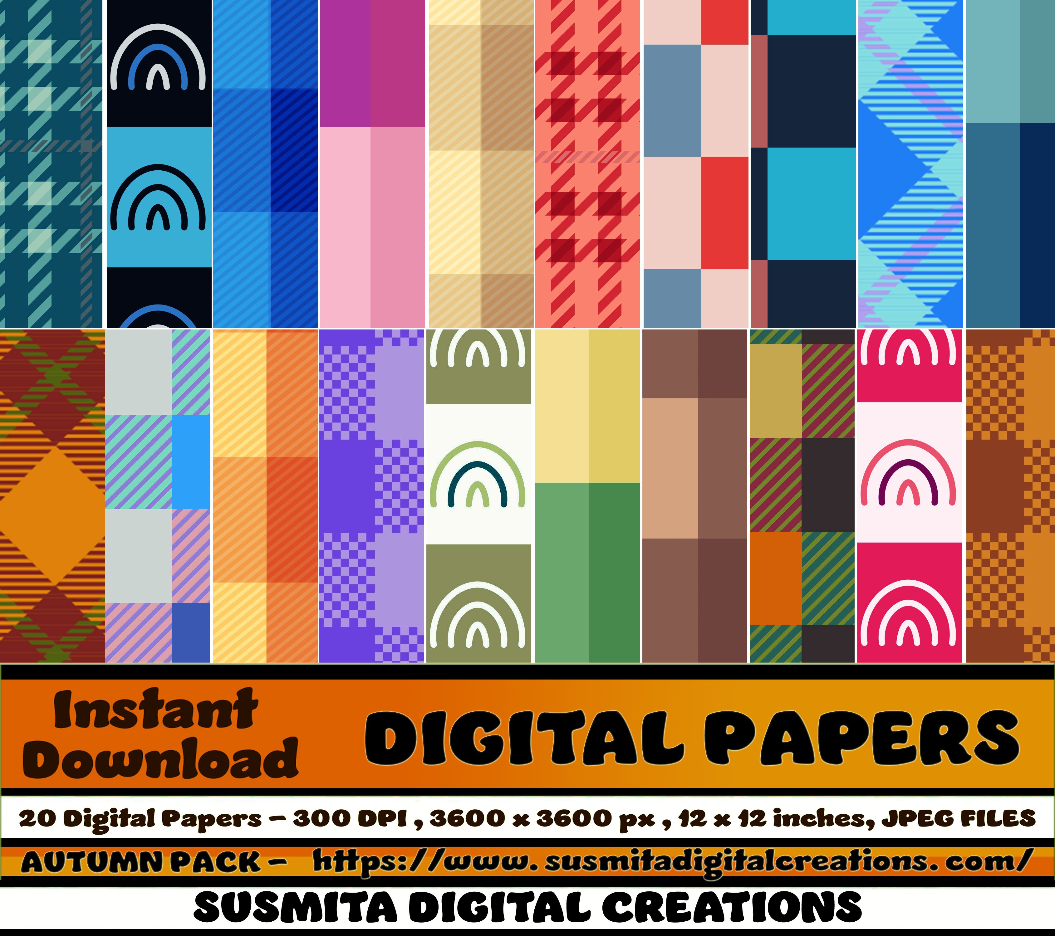 Autumn Digital Paper Pack, Scrapbook Paper, Seamless Pattern, Printable ...