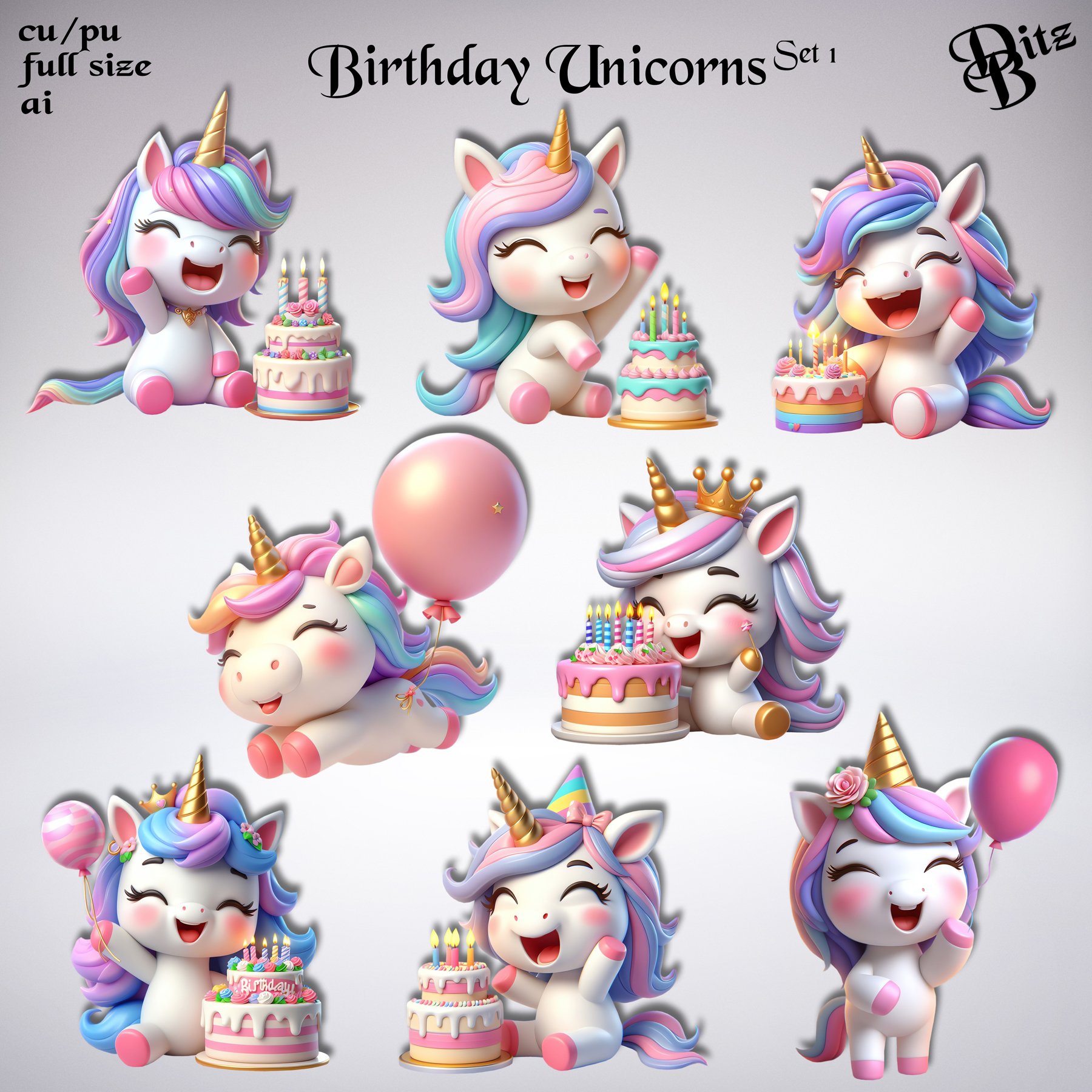Birthday Unicorns Set 1 - Payhip