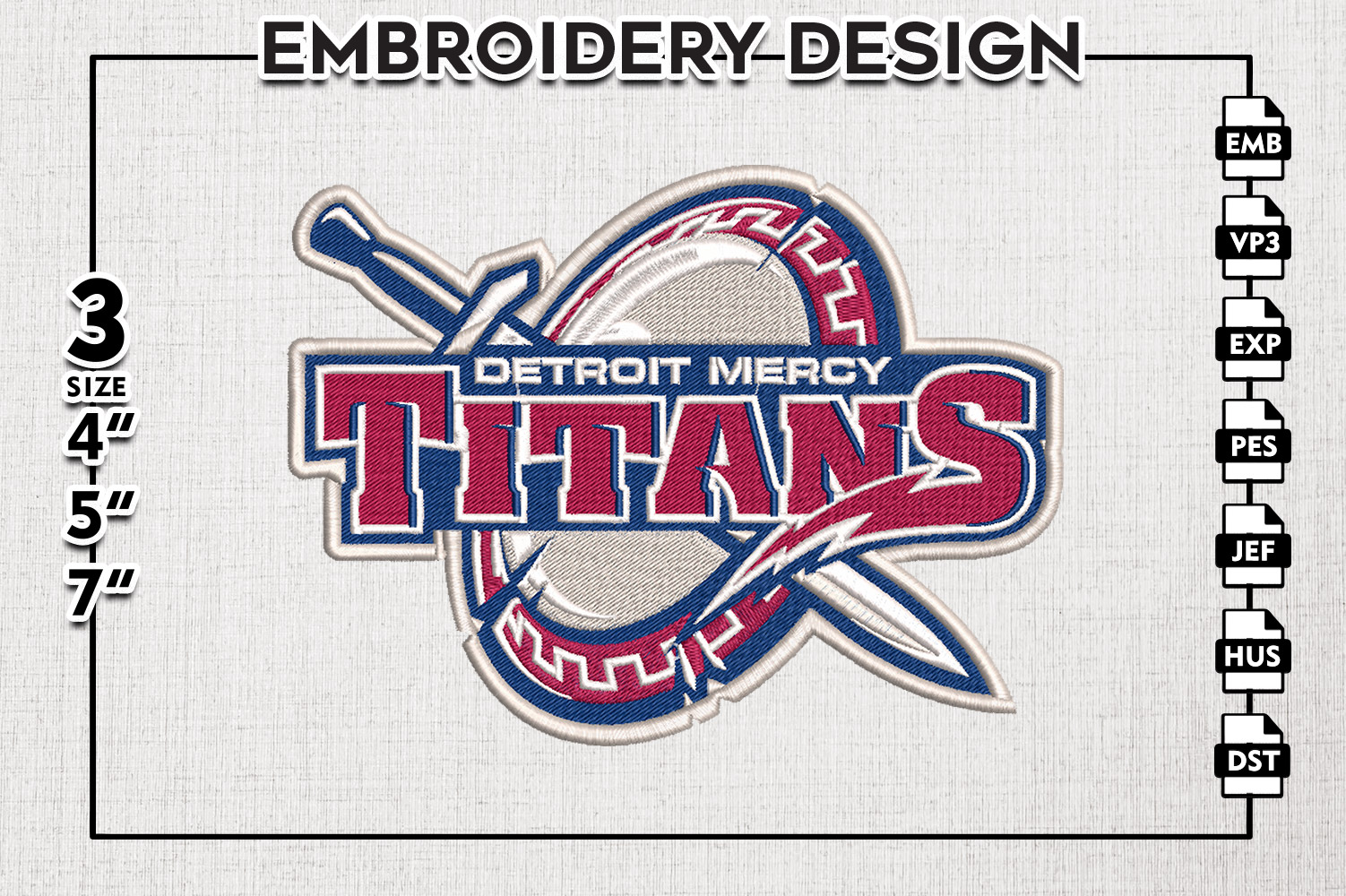 Detroit Mercy Titans NCAA Logo Emb Files, NCAA Detroit Mercy Titans ...