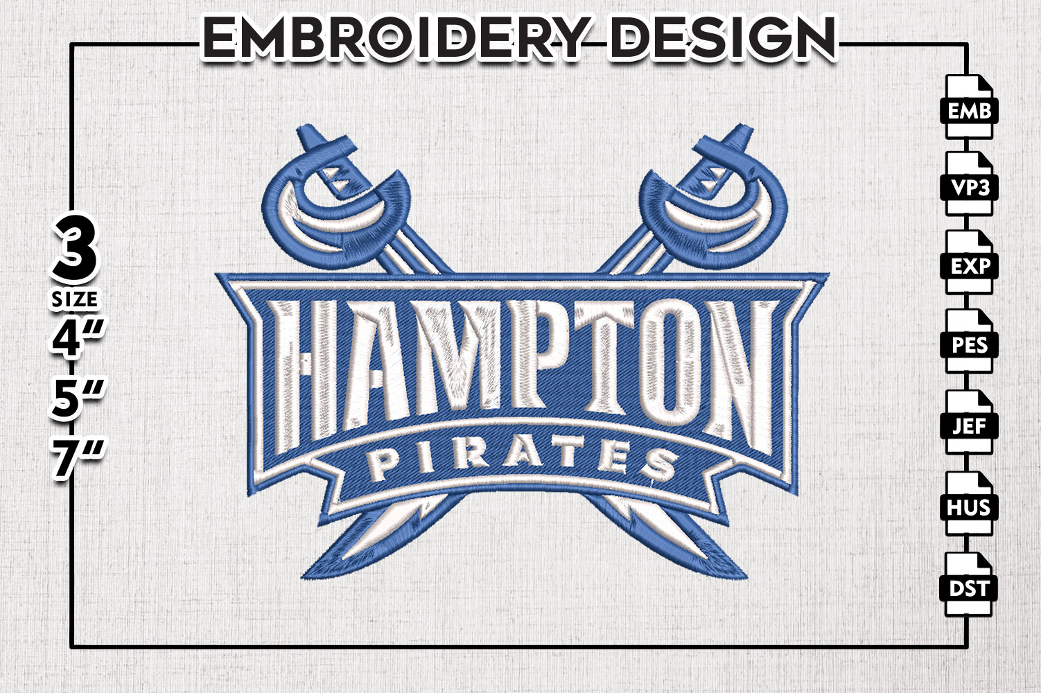 Hampton Pirates NCAA Logo Emb Files, NCAA Hampton Pirates Team ...