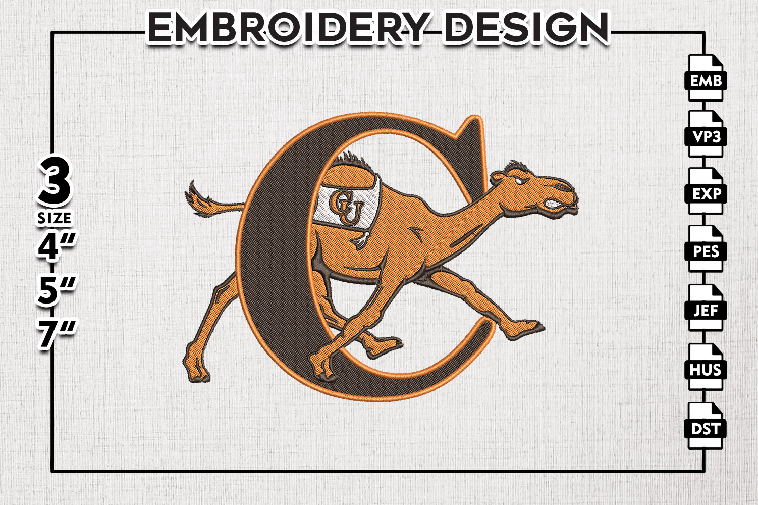 NCAA Campbell Fighting Camels Mascot Logo Emb Files, NCAA Campbell ...