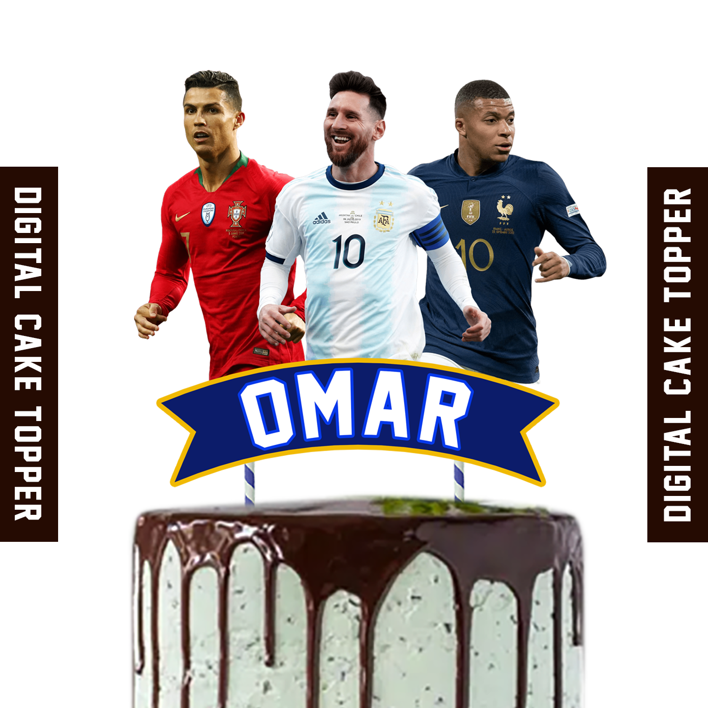 RONALDO MESSI MBAPPE CAKE TOPPER - Payhip