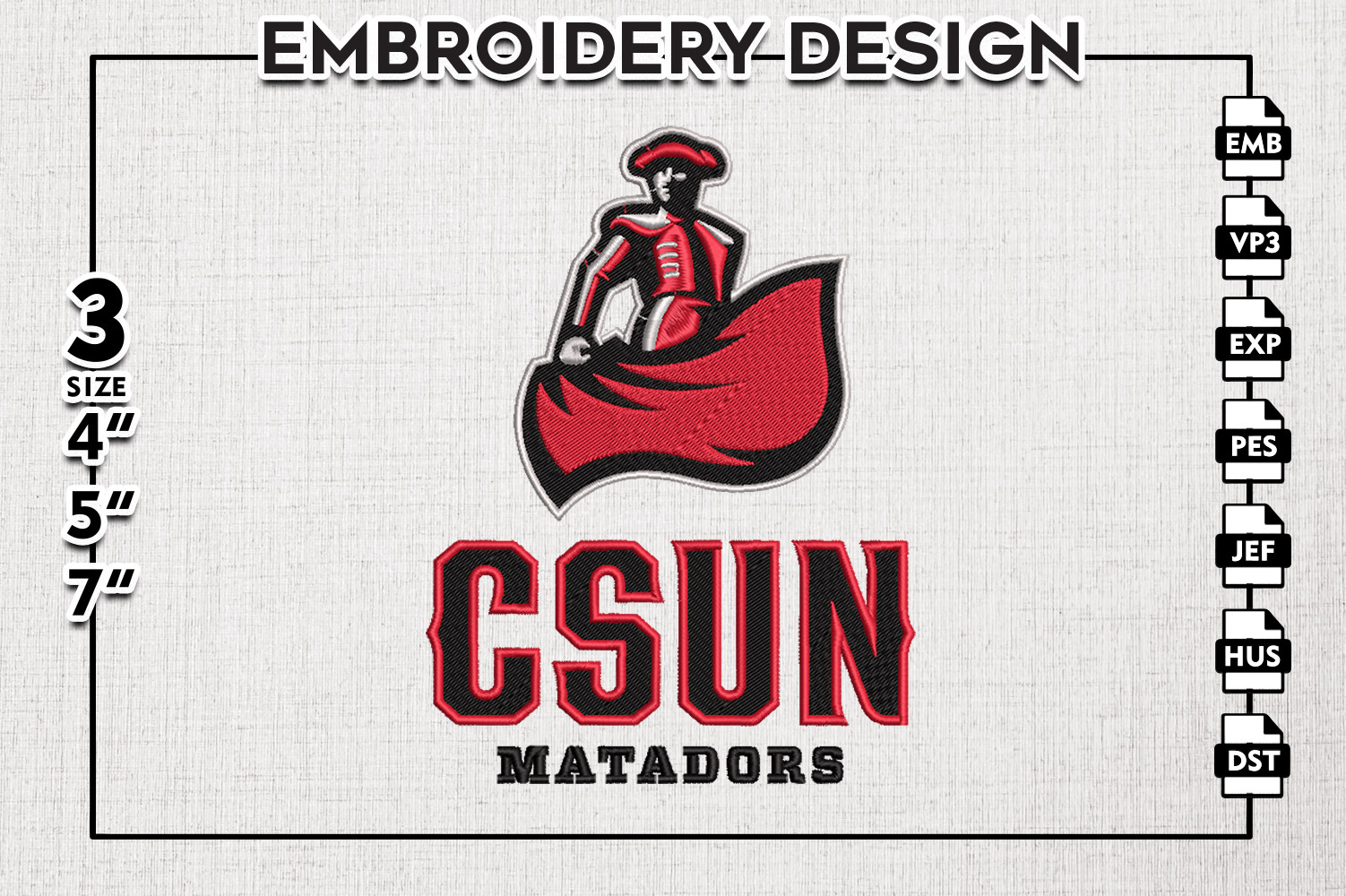 Cal State Northridge Matadors CSUN Word Logo Emb Files, NCAA Cal State ...