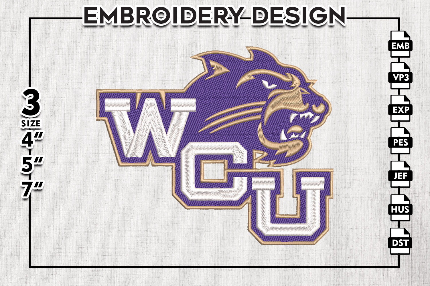 NCAA WCU Team Mascot Logo Emb Files, NCAA Western Carolina Catamounts ...