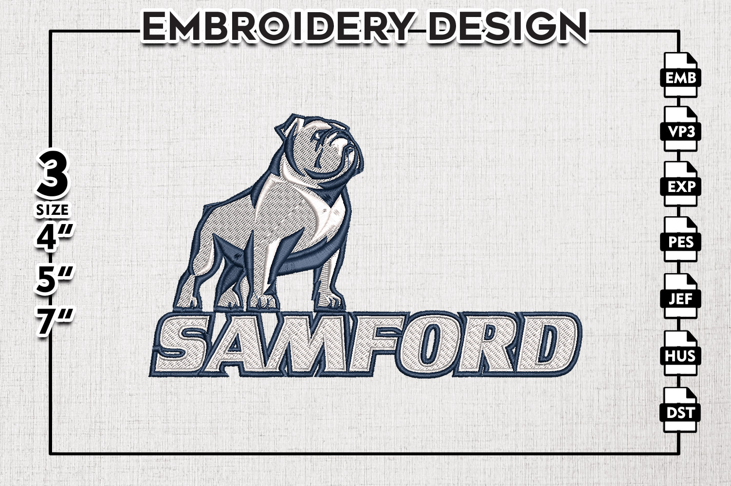 NCAA Samford Bulldogs Mascot Logo Emb Files, NCAA Samford Bulldogs Team ...